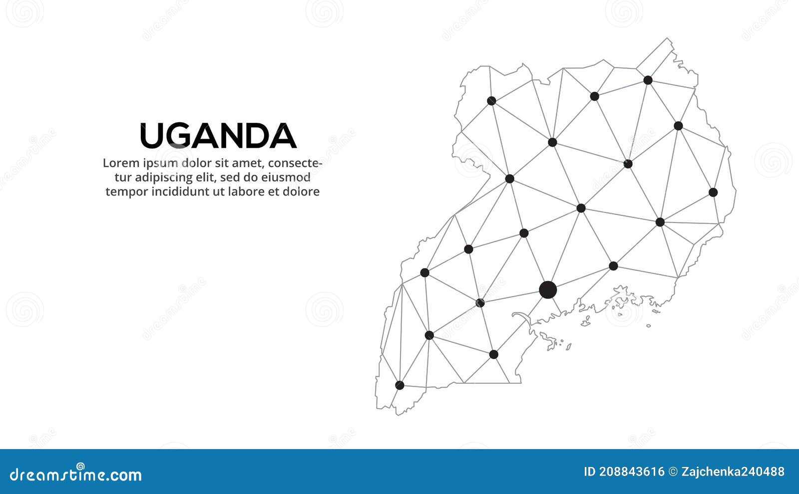 Uganda Communication Network Map. Vector Low Poly Image of a Global Map ...