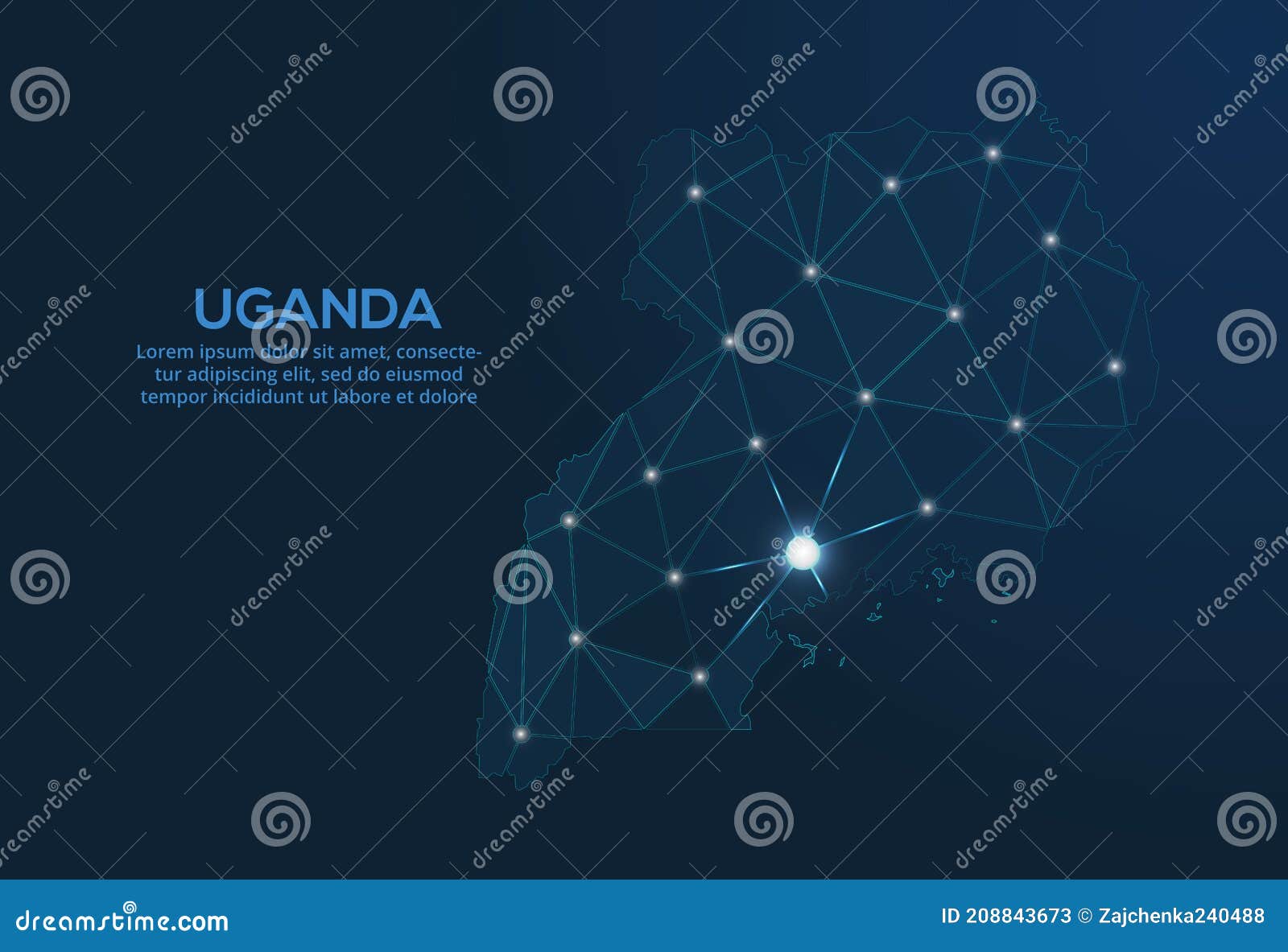 Uganda Communication Network Map. Vector Image Of A Low Poly Global Map ...