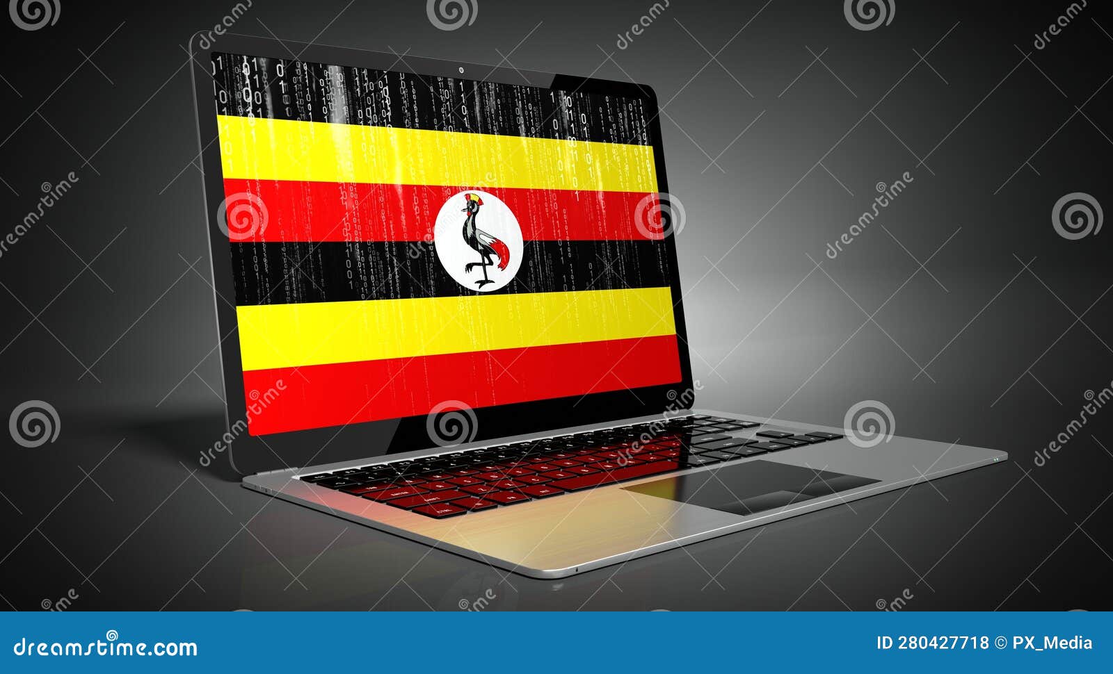 Uganda - Country Flag and Binary Code on Laptop Screen Stock ...