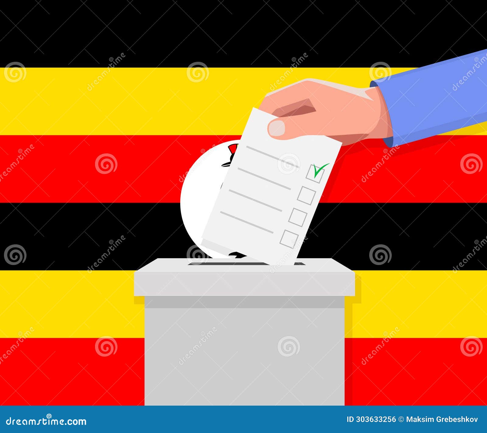 Uganda Election Concept. Hand Puts Vote Bulletin Stock Vector ...