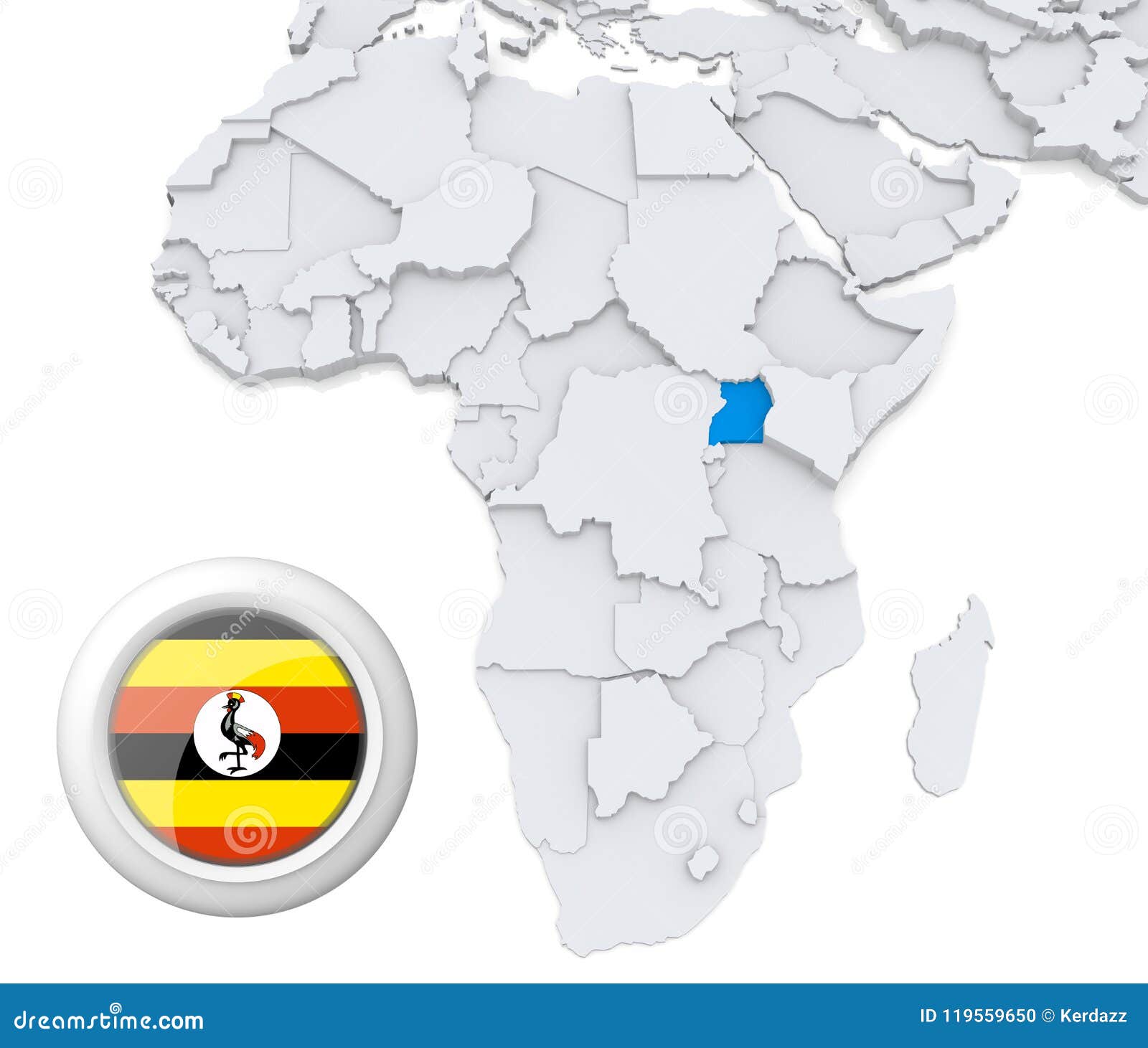 Uganda En El Mapa De África Stock de ilustración - Ilustración de ...