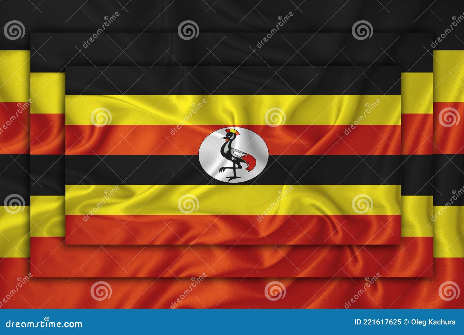 Uganda Flag on Background Texture. Three Flags are Superimposed on Each ...