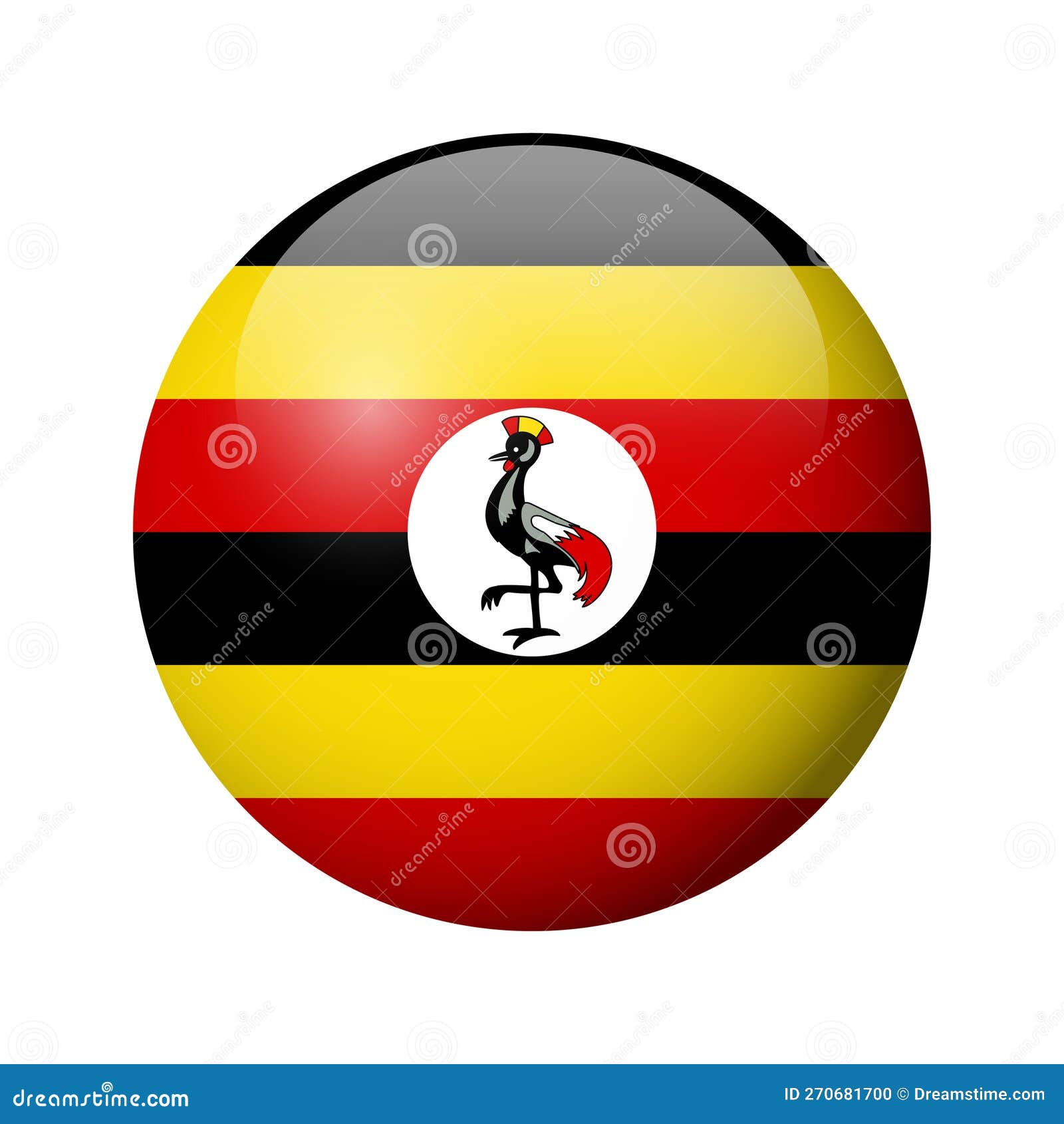 Glossy Circle Badge Flag of Uganda Stock Vector - Illustration of ...