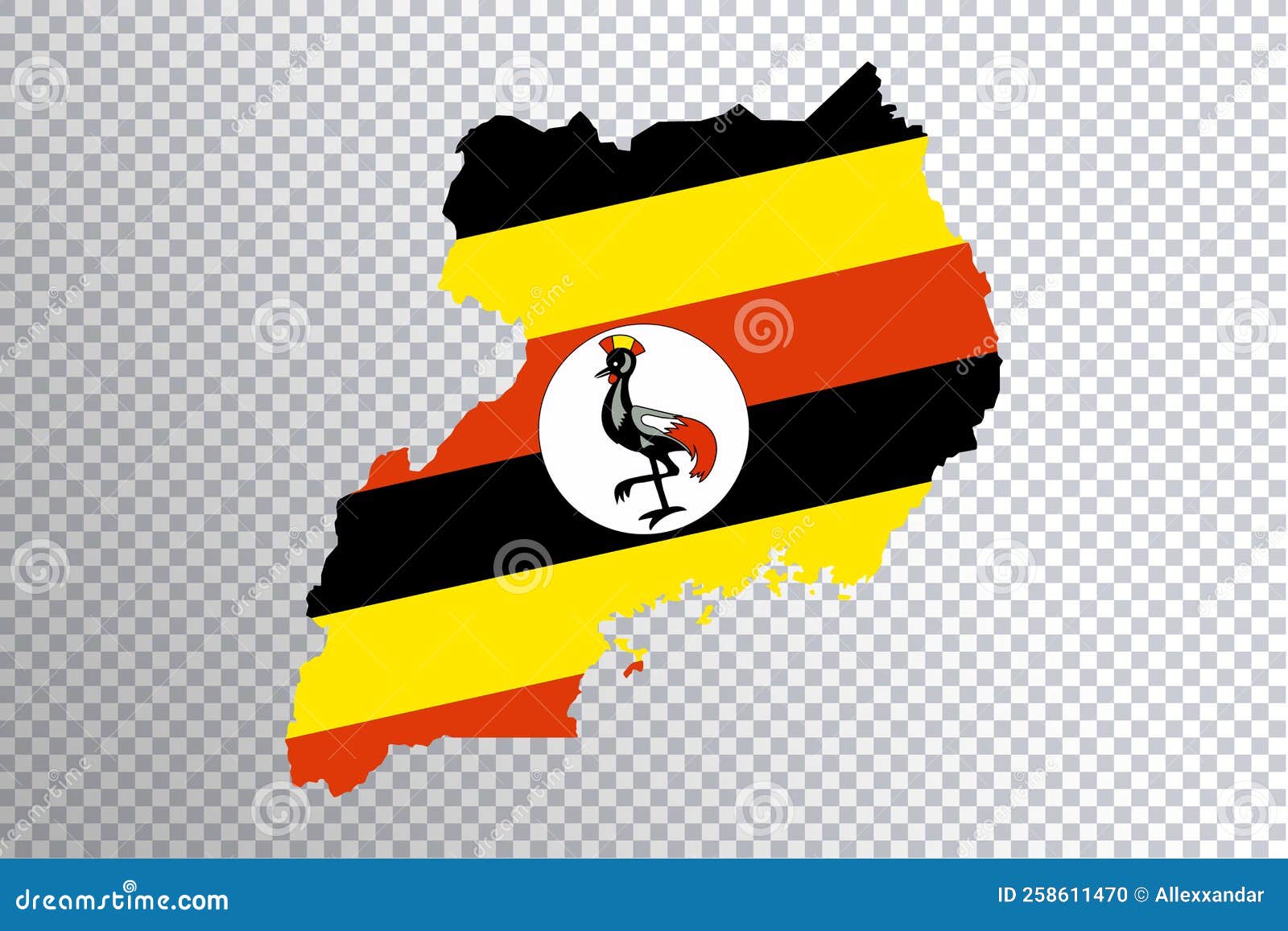 Uganda Flag on Map, Transparent Background Stock Illustration - Illustration of cartography ...