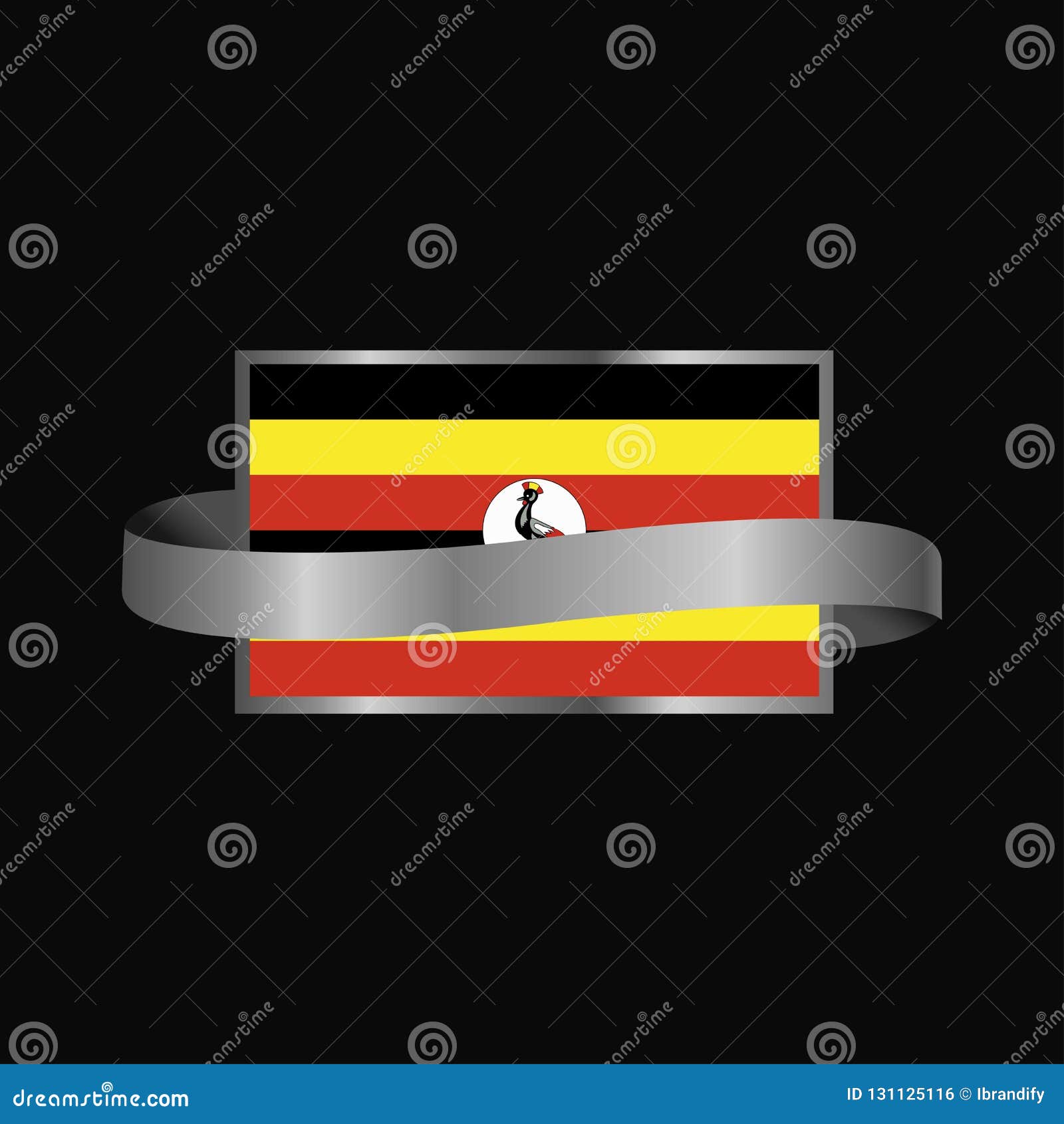 Uganda Flag Ribbon Banner Design Stock Vector - Illustration of style ...