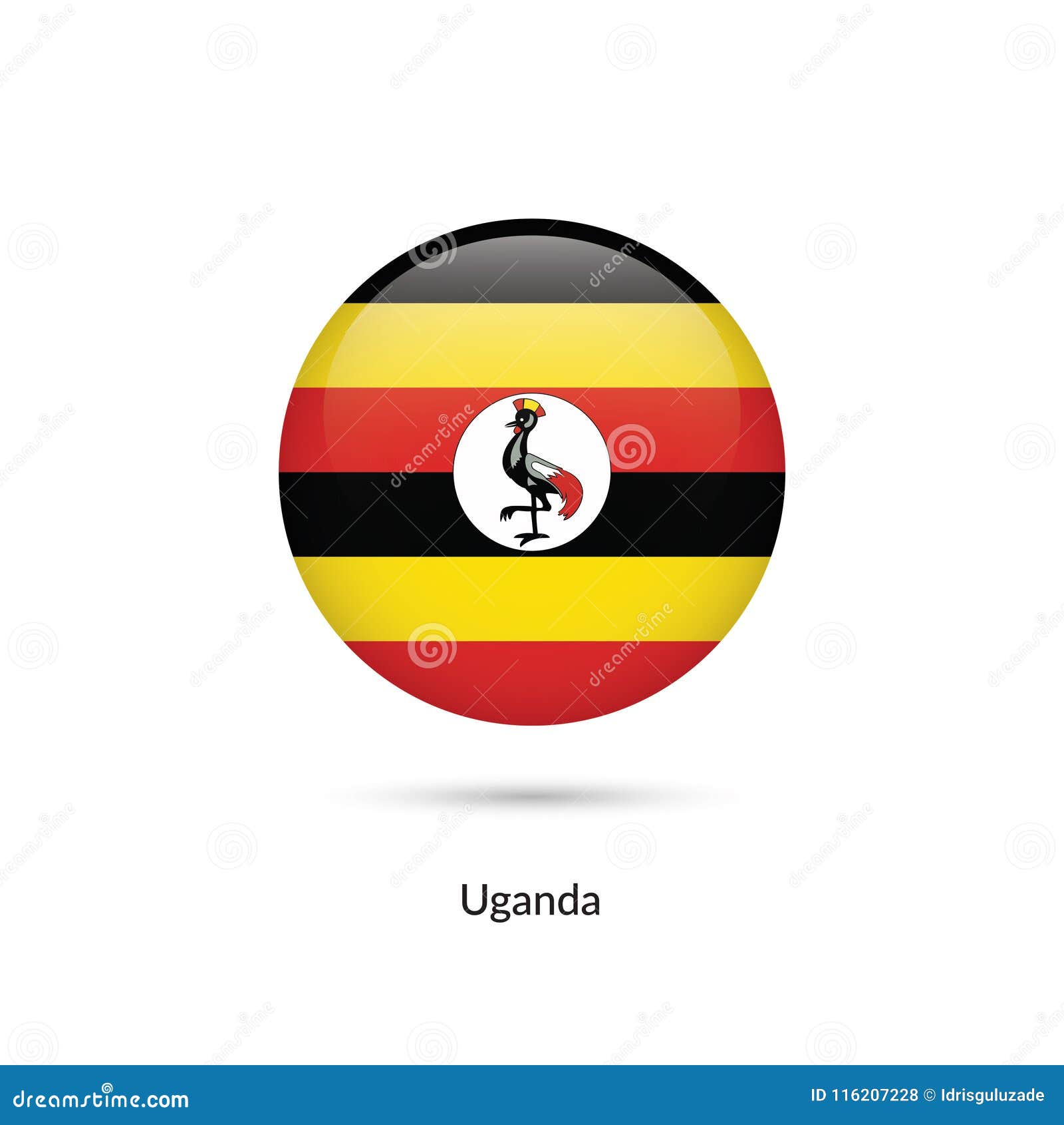 Uganda Flag - Round Glossy Button Stock Vector - Illustration of ...