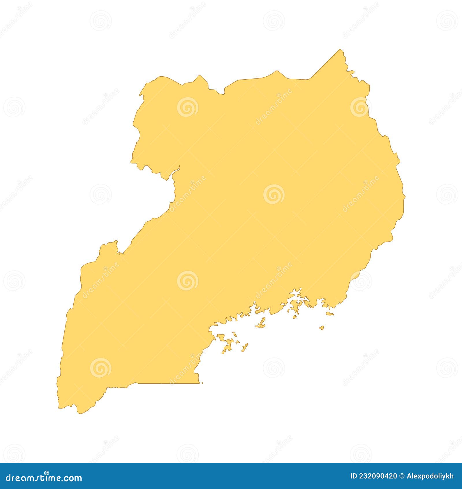 Uganda Map Color Line Element. Border of the Country Stock Vector ...