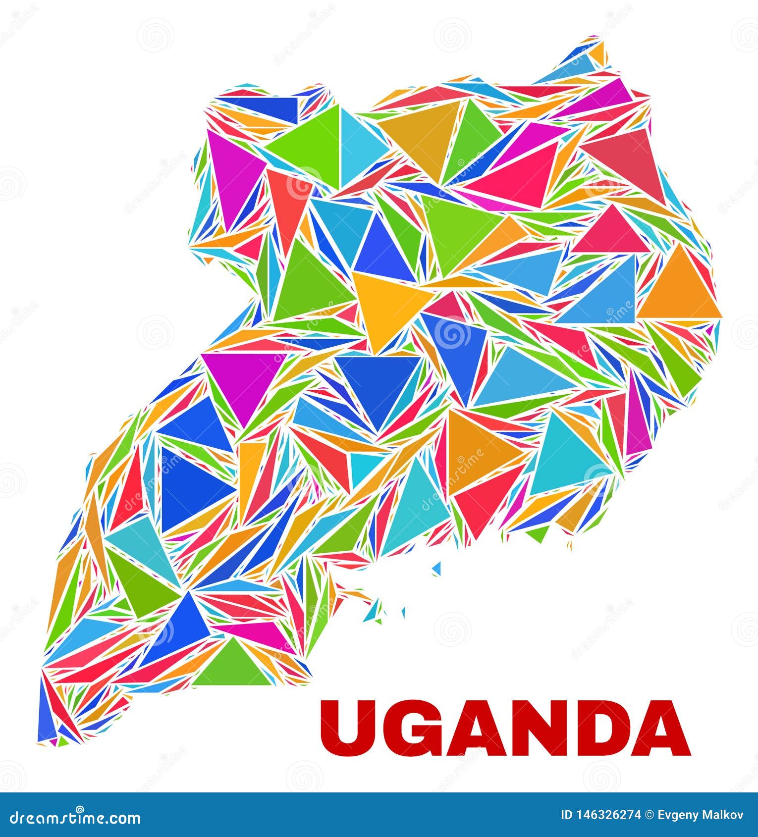 Uganda Map - Mosaic of Color Triangles Stock Vector - Illustration of ...