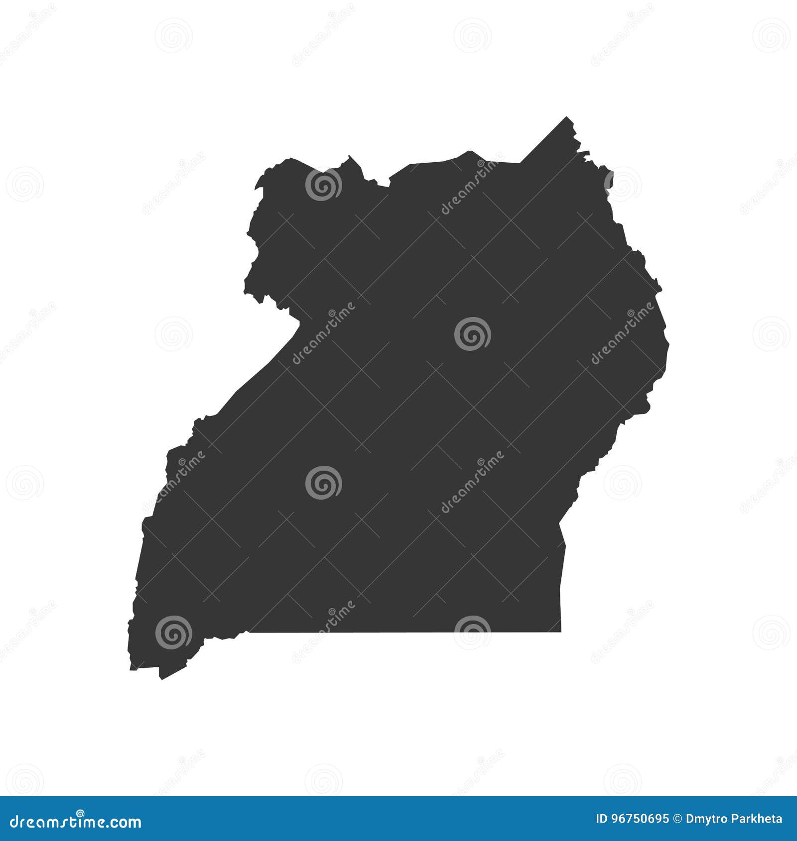 Uganda map outline stock vector. Illustration of contour - 96750695