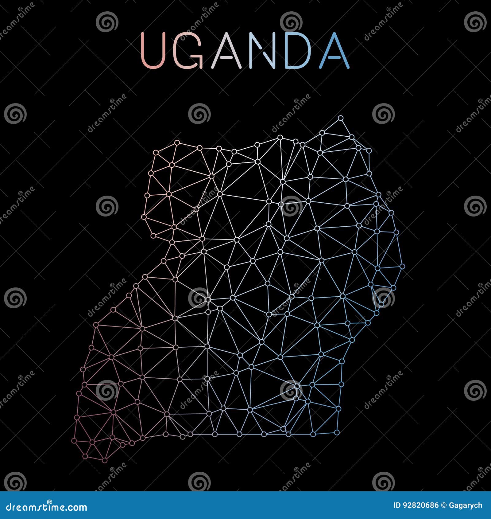 Uganda network map. stock vector. Illustration of futuristic - 92820686