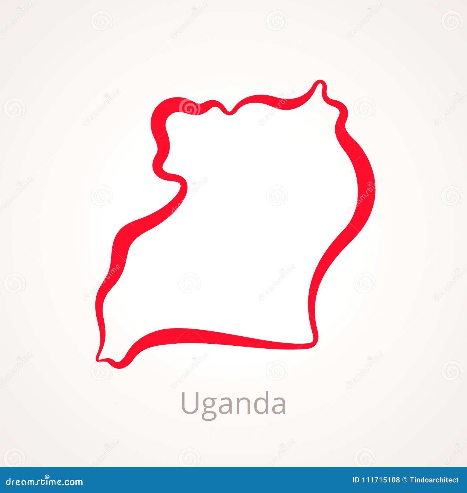 Uganda - Outline Map stock vector. Illustration of outline - 111715108