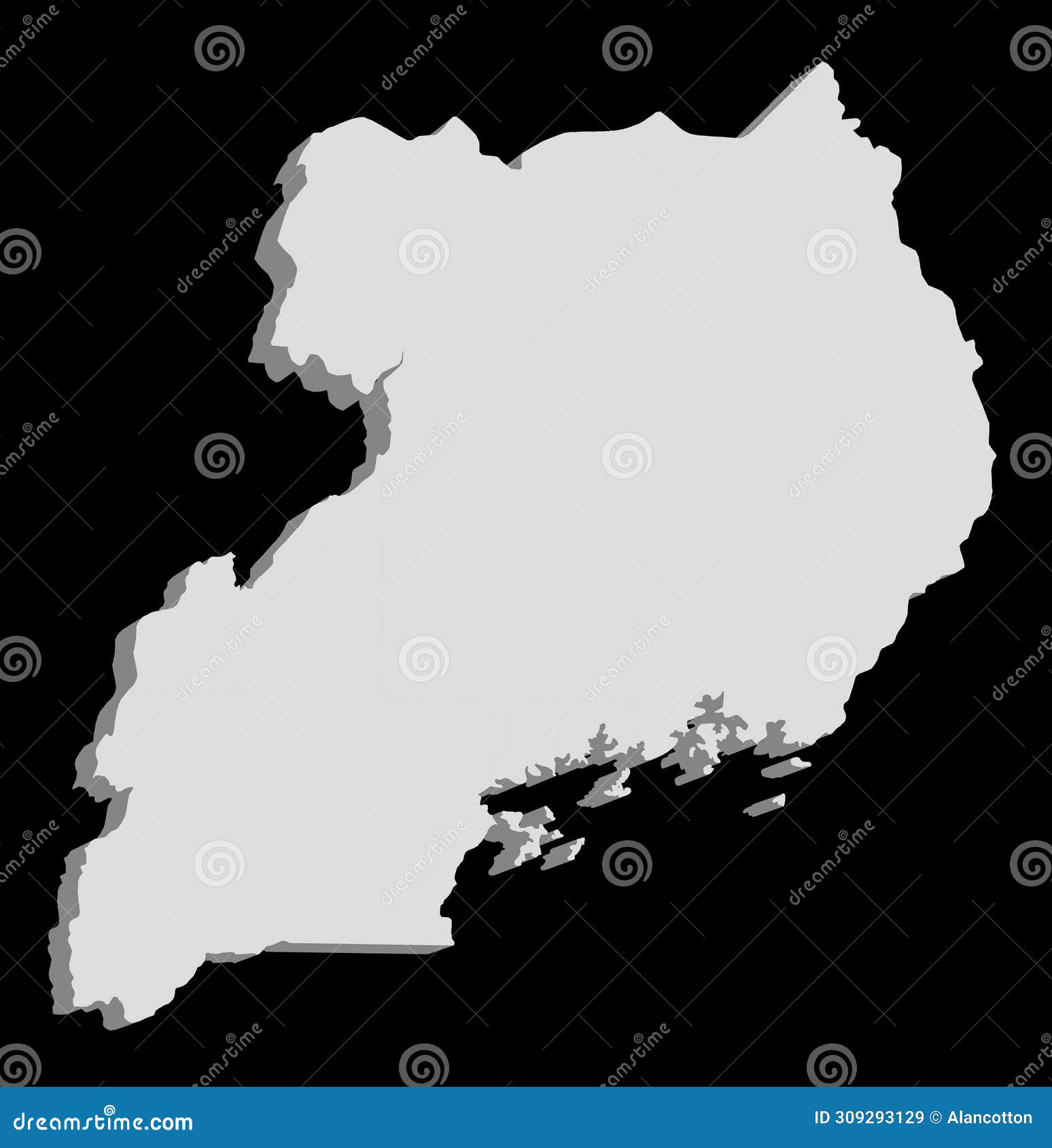 Uganda Outline Map With The Handwritten Country Name. Continuous Line ...