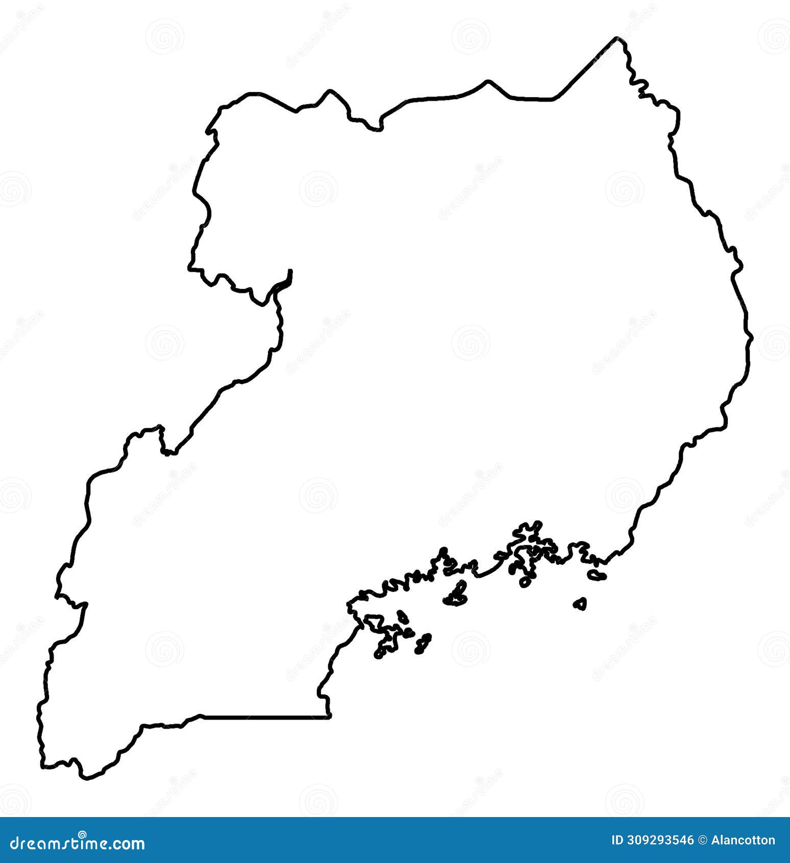 Uganda Outline Silhouette Map Stock Vector - Illustration of silhouette ...