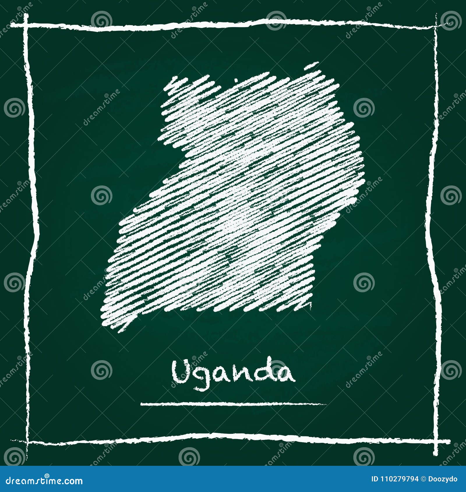 Uganda Outline Vector Map Hand Drawn with Chalk. Stock Vector ...