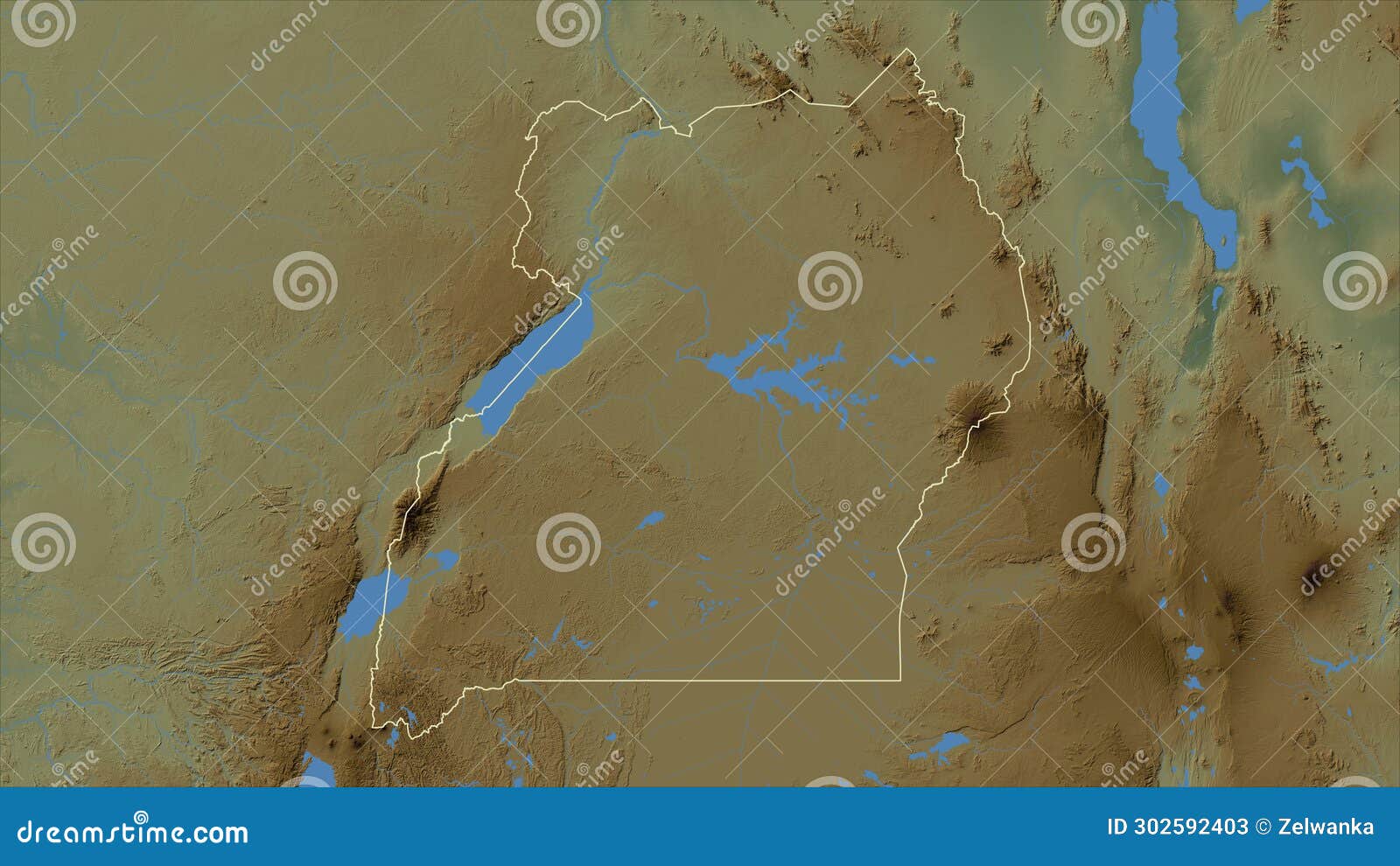 Uganda outlined. Physical stock illustration. Illustration of earth - 302592403