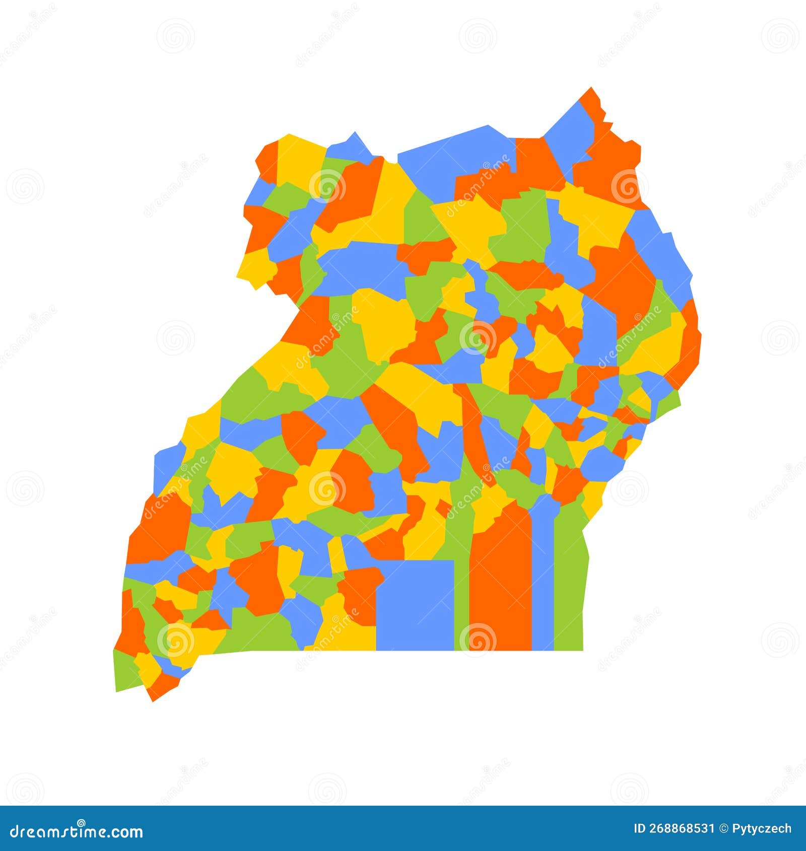 Uganda Political Map of Administrative Divisions Stock Image - Image of ...