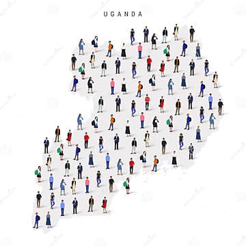 Uganda Population Map. Large Group of People in a Shape of Ugandan Map ...