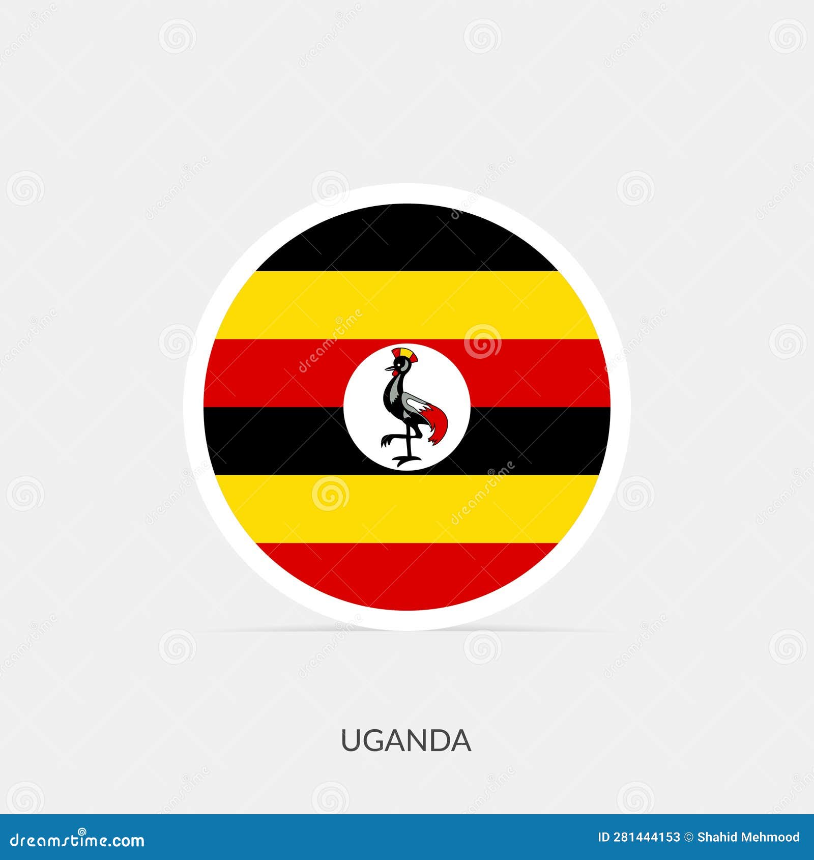 Uganda Round Flag Icon with Shadow Stock Vector - Illustration of ...