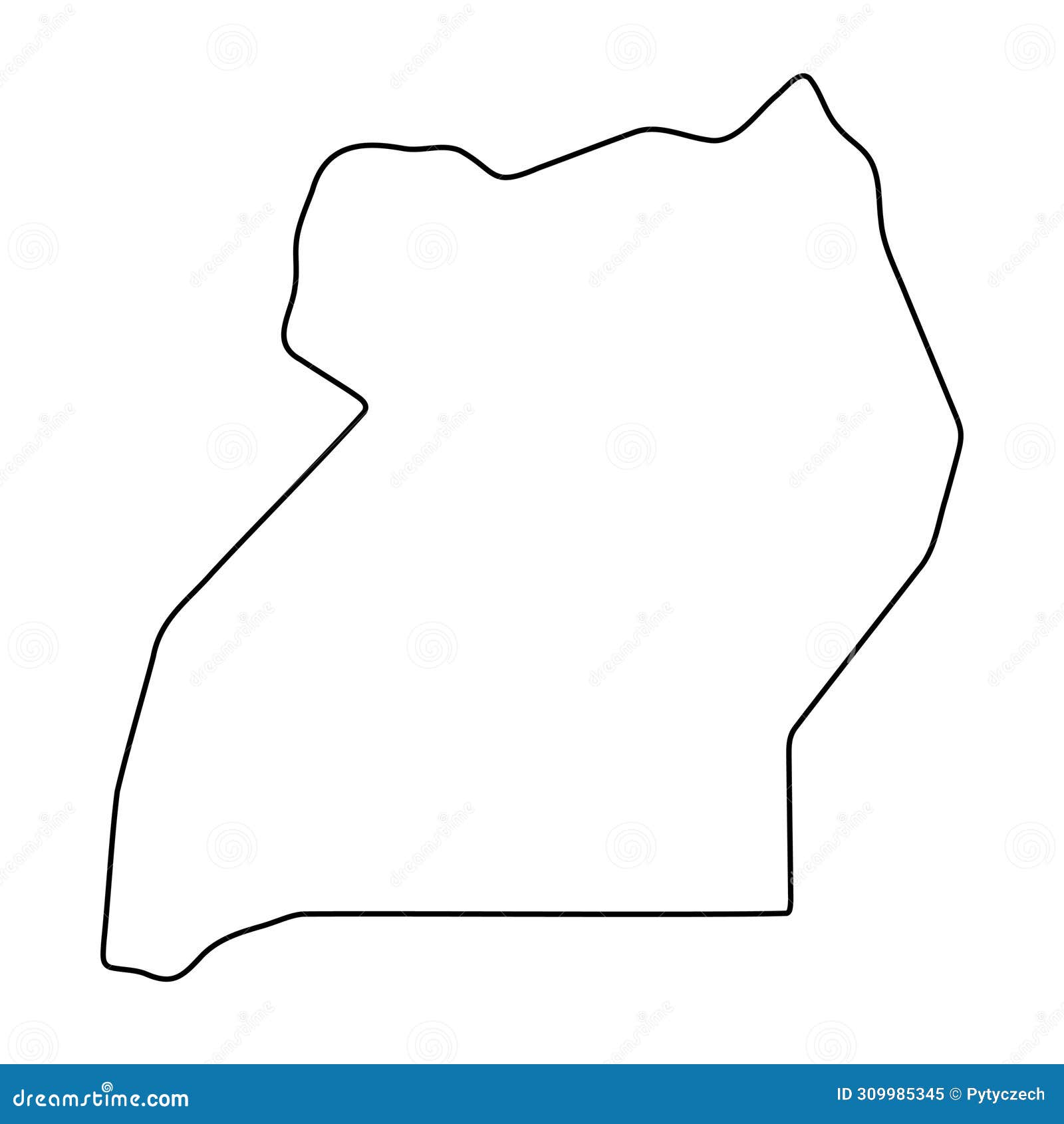 Uganda Simplified Vector Outline Map Stock Vector - Illustration of ...