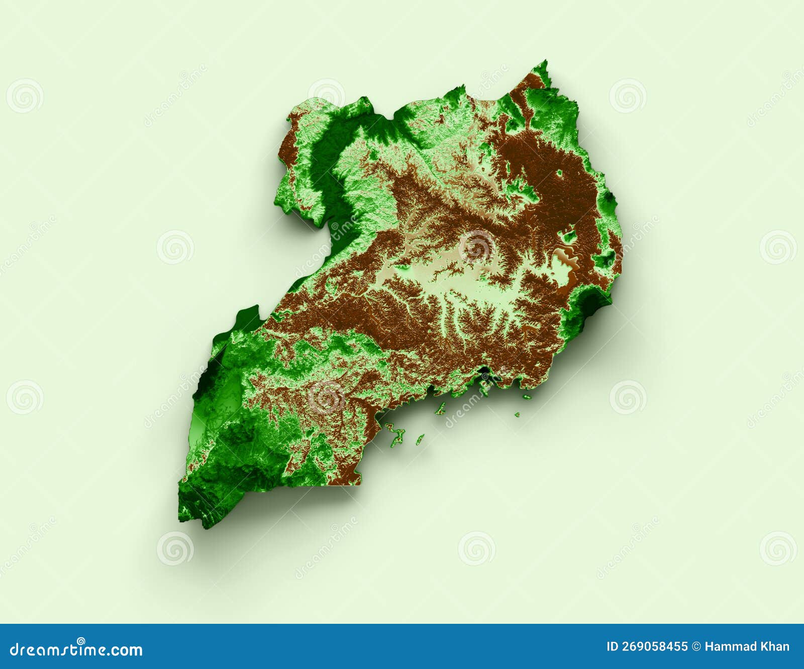 Uganda Topographic Map 3d Realistic Map Color 3d Illustration Stock Illustration - Illustration ...