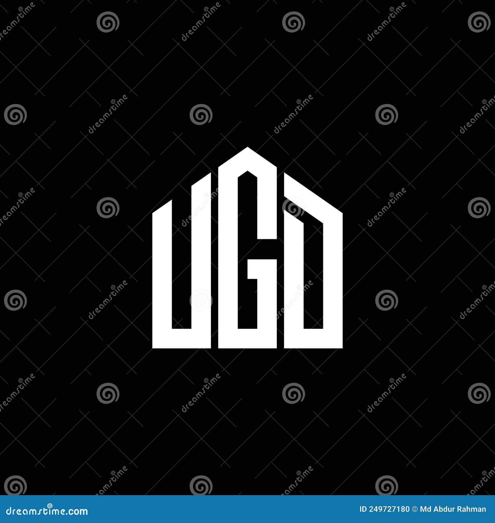 UGD Letter Logo Design on BLACK Background. UGD Creative Initials ...