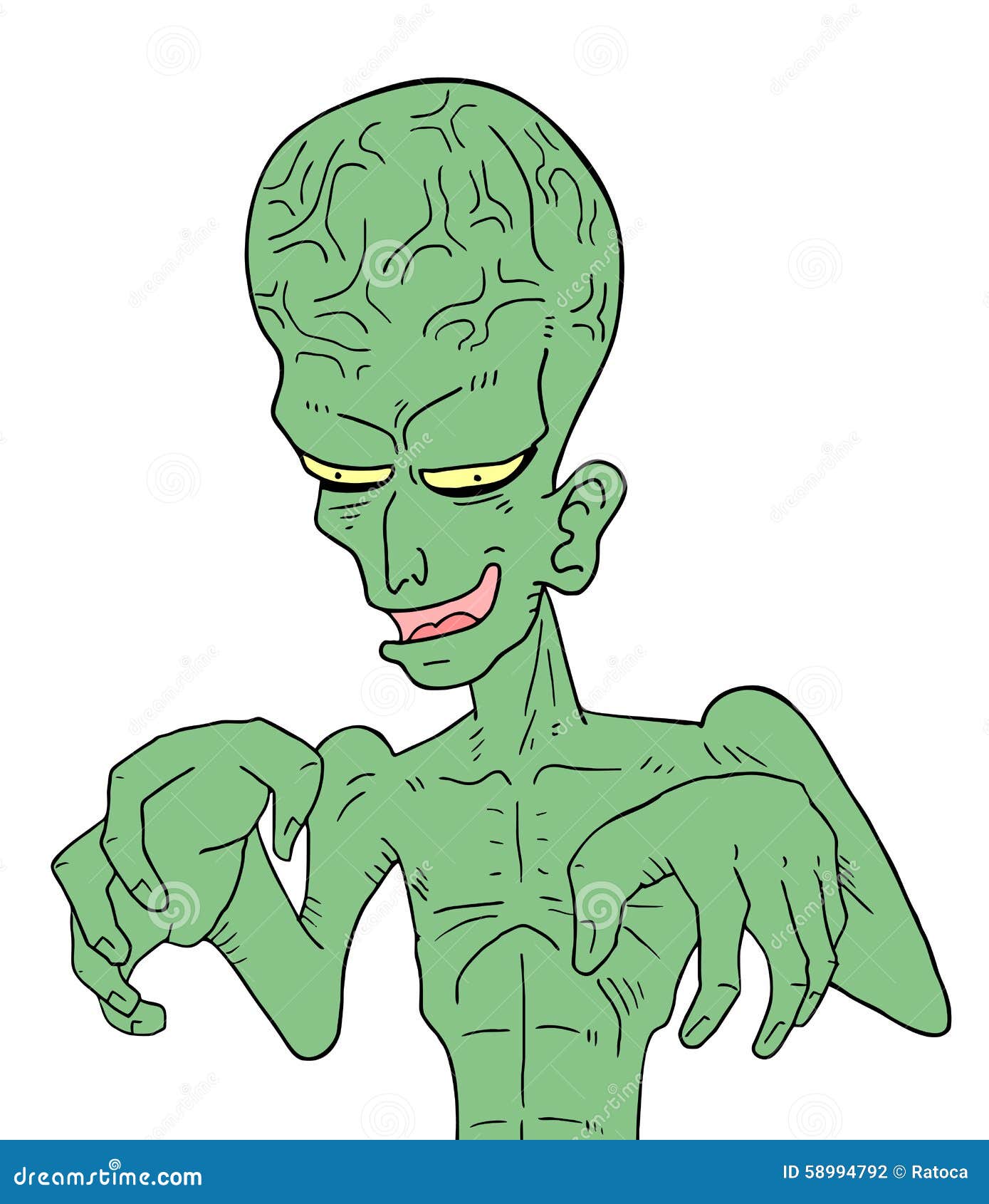 The Ugly Alien Is Driving Fast The Ufo Turbo In The Space Cartoon ...