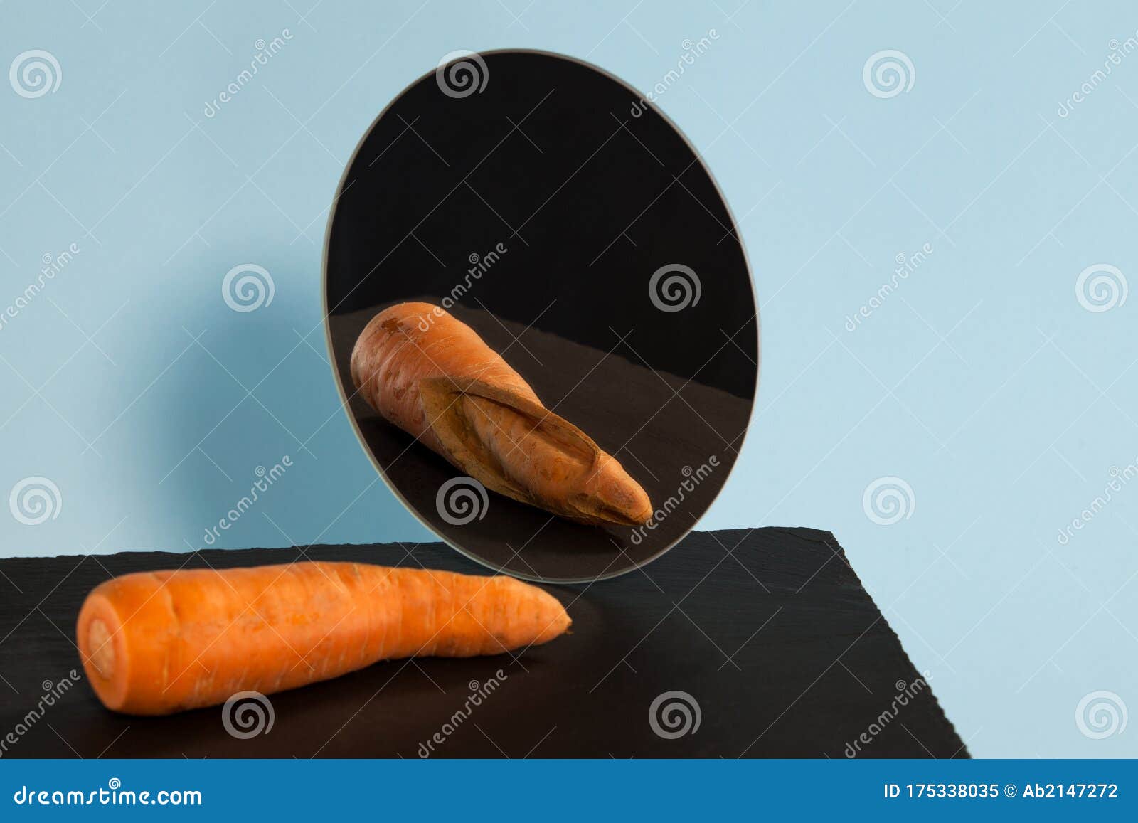 Ugly Carrots. Reflection in the Mirror. Concept-low Self-esteem Stock ...