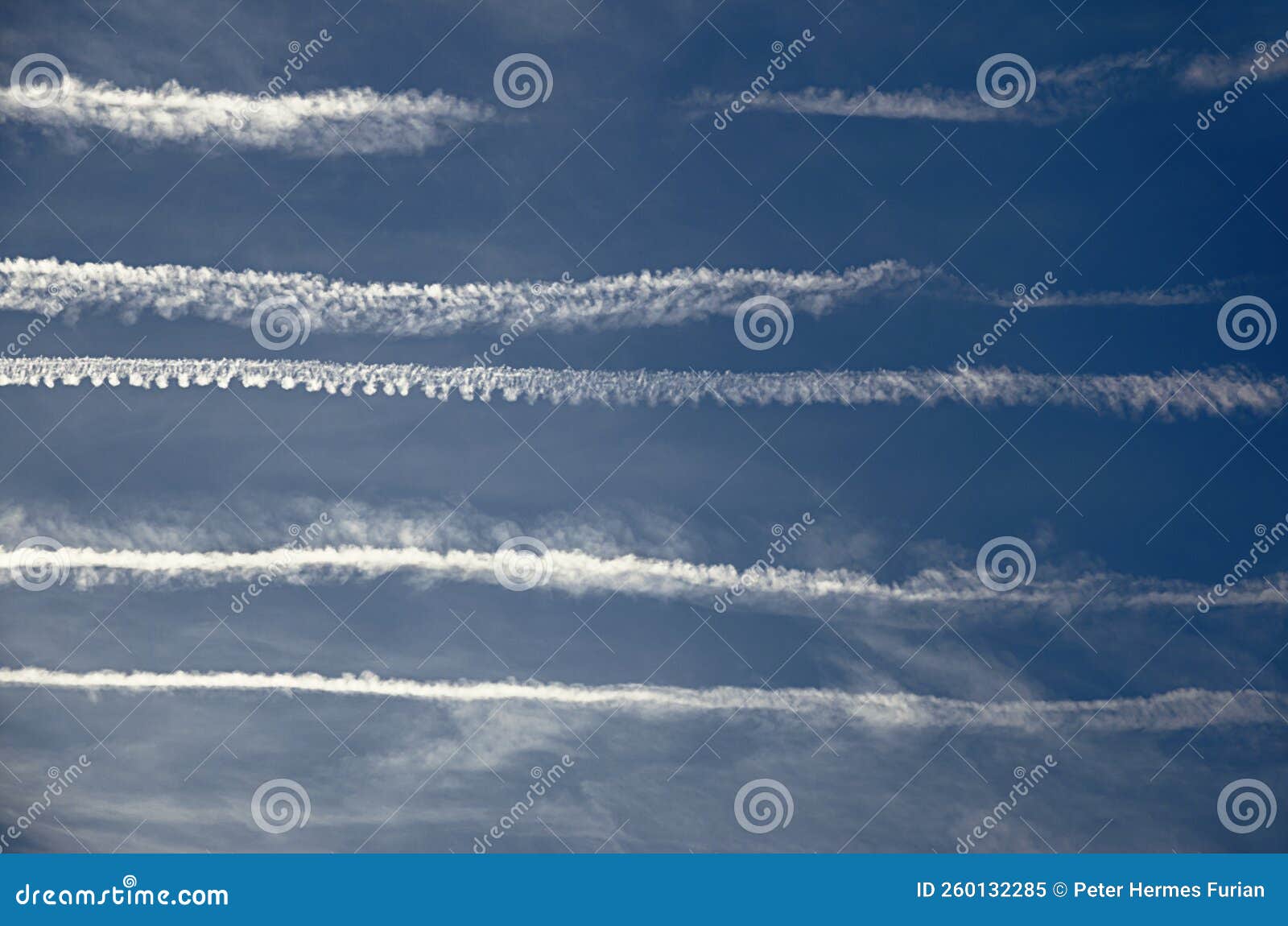 Ugly Sky Caused by Multiple Contrails from Airplanes Stock Image ...