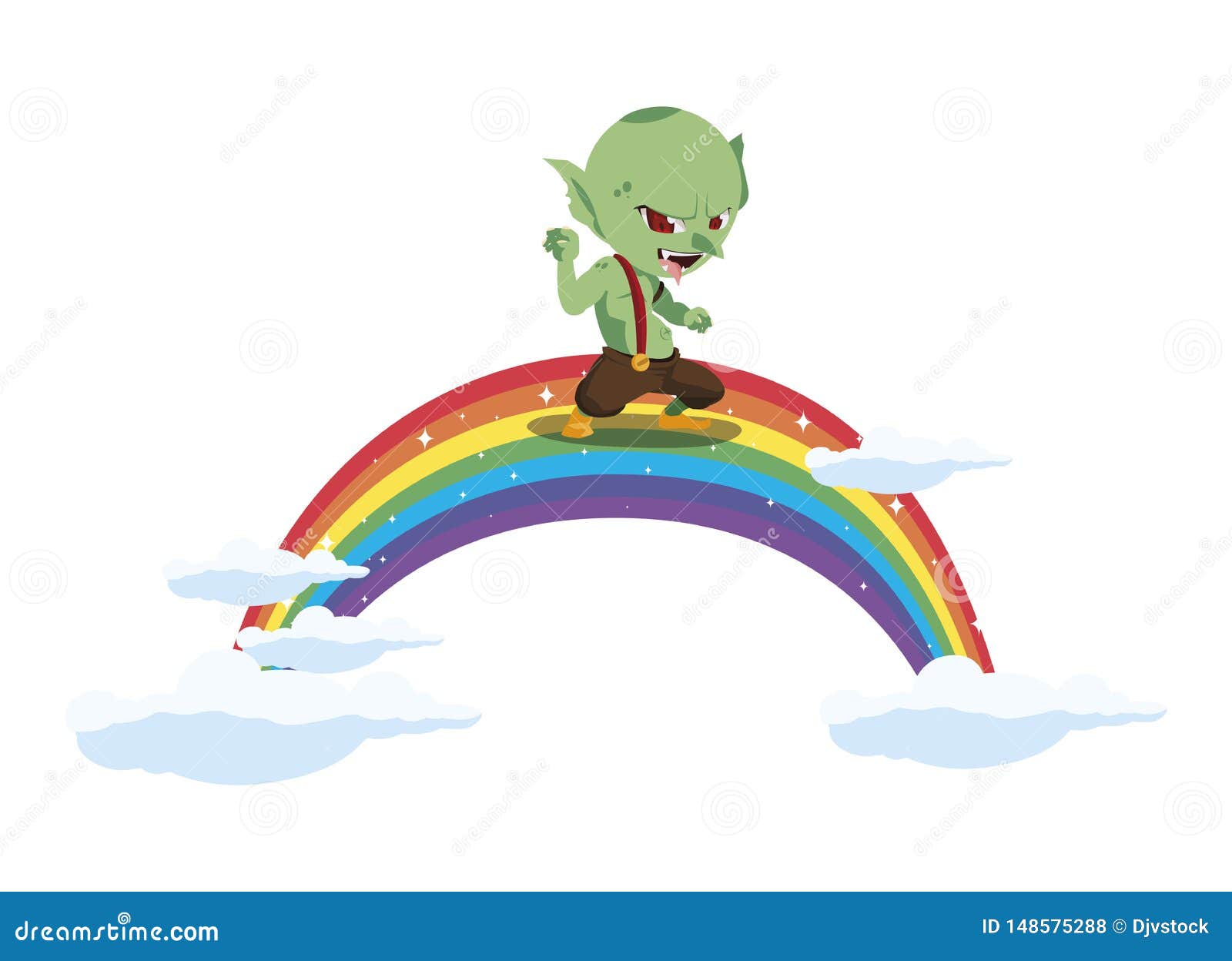 Ugly Troll with Rainbow Magic Character Stock Illustration ...