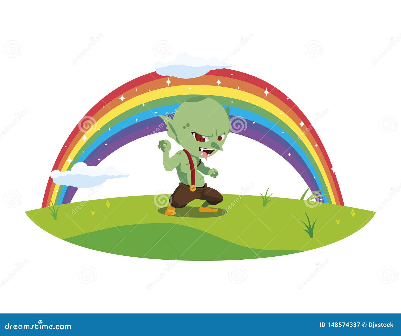 Ugly Troll with Rainbow Magic Character Stock Illustration ...