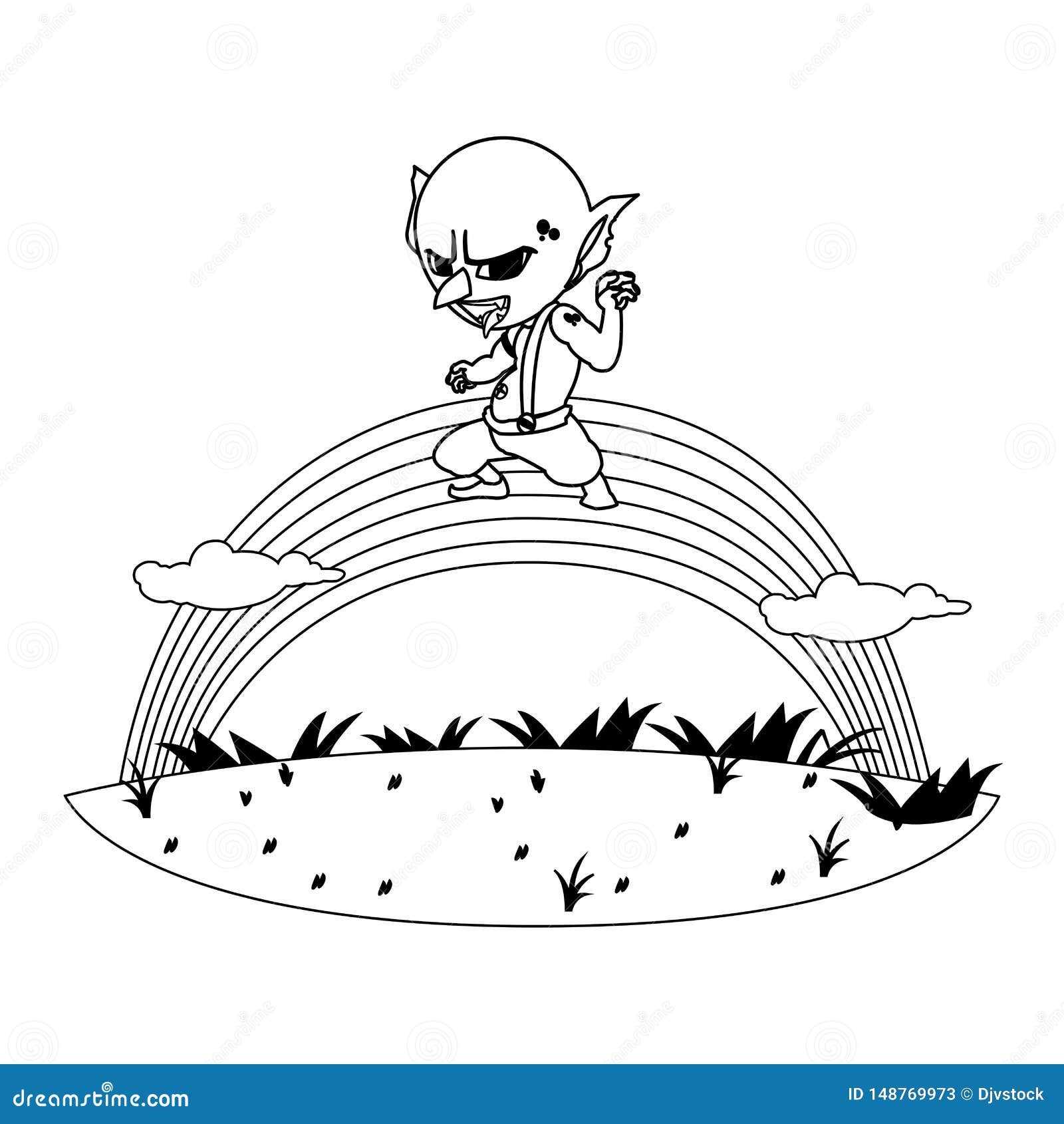 Ugly Troll with Rainbow Magic Character Stock Illustration ...