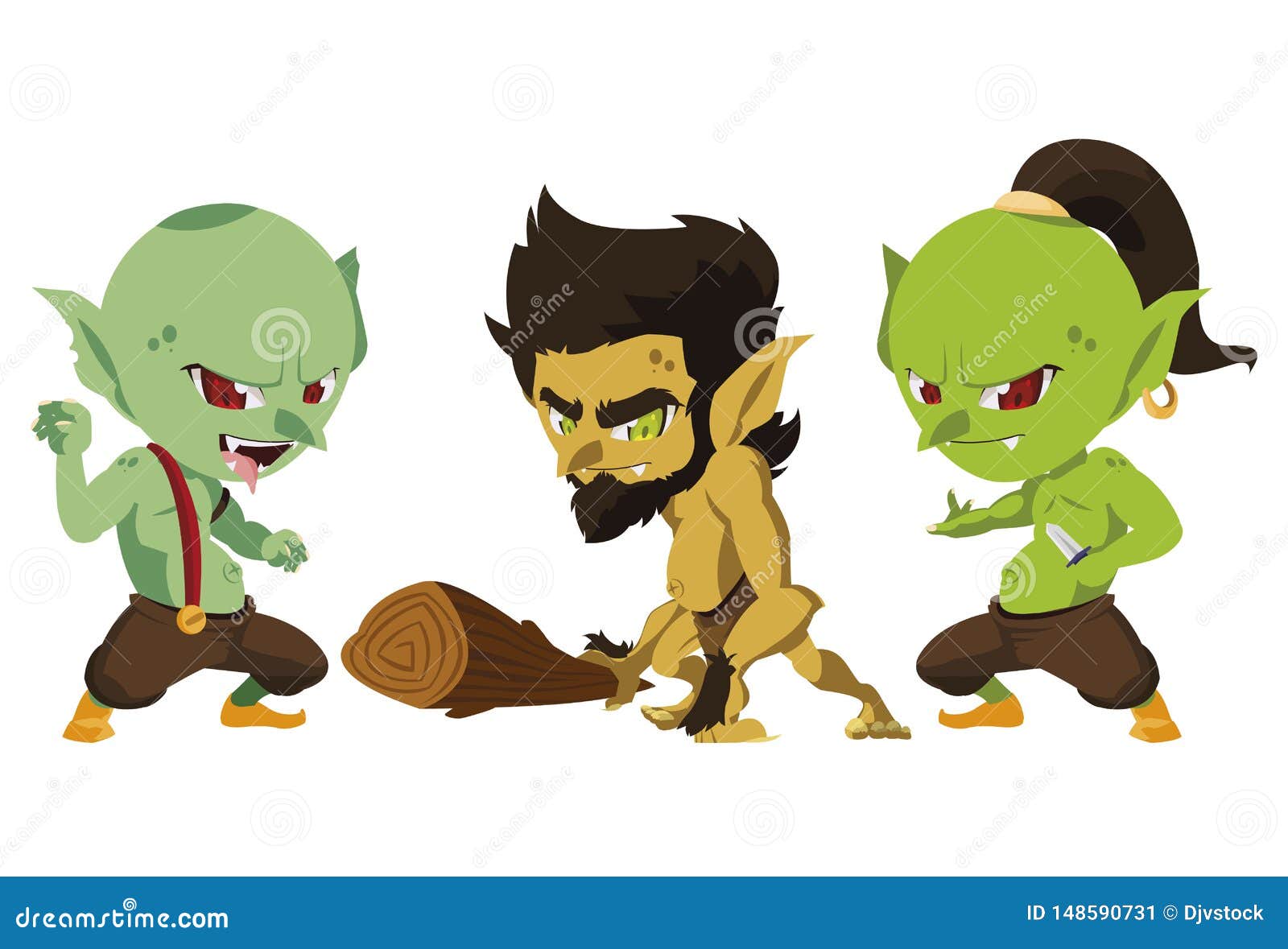 Ugly Trolls and Caveman Gnome Magic Characters Stock Illustration ...