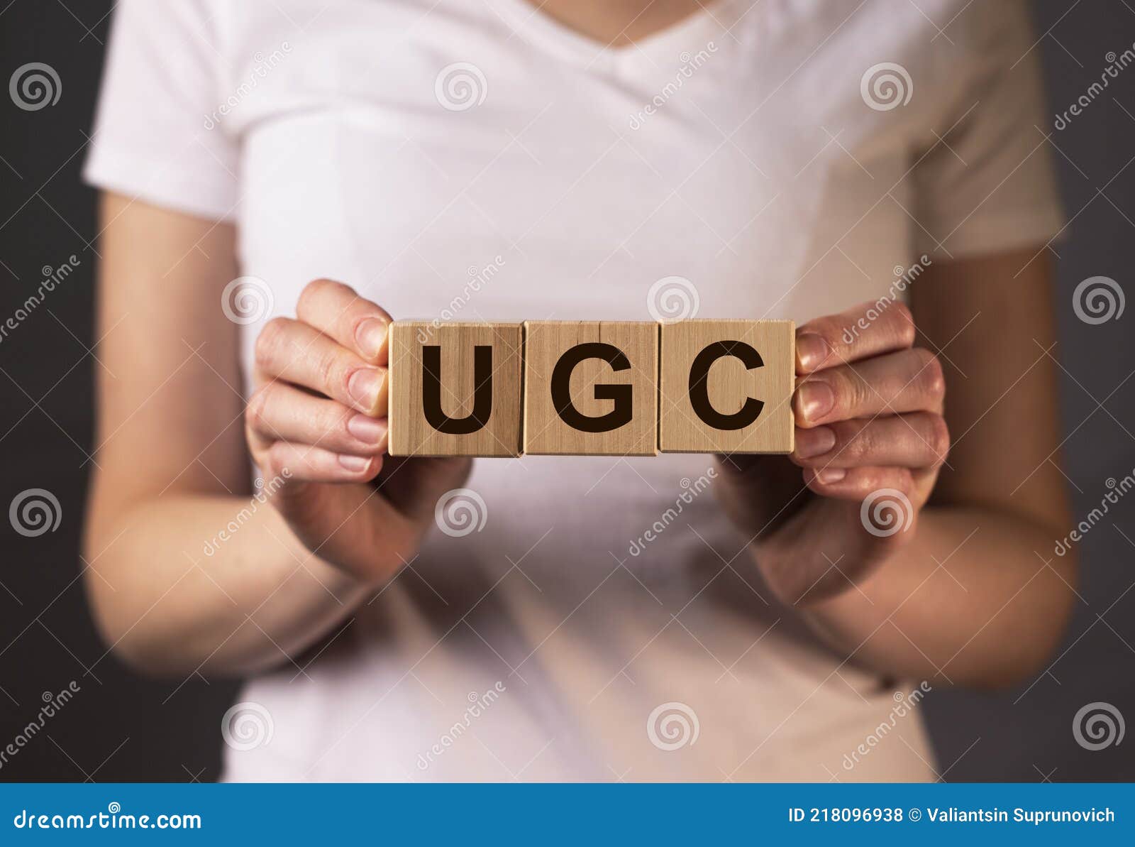 UGS or User-generated Content Acronym for Social Media in Hands Stock ...