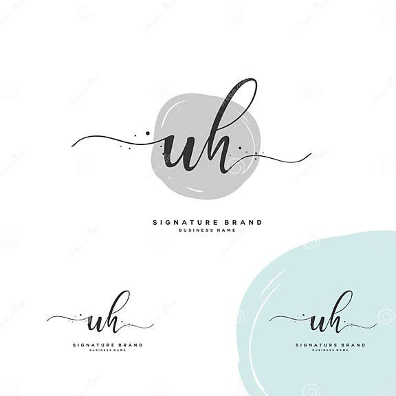 Uh Escritura A Mano De Carta Inicial Y Logotipo De Firma Un Logotipo