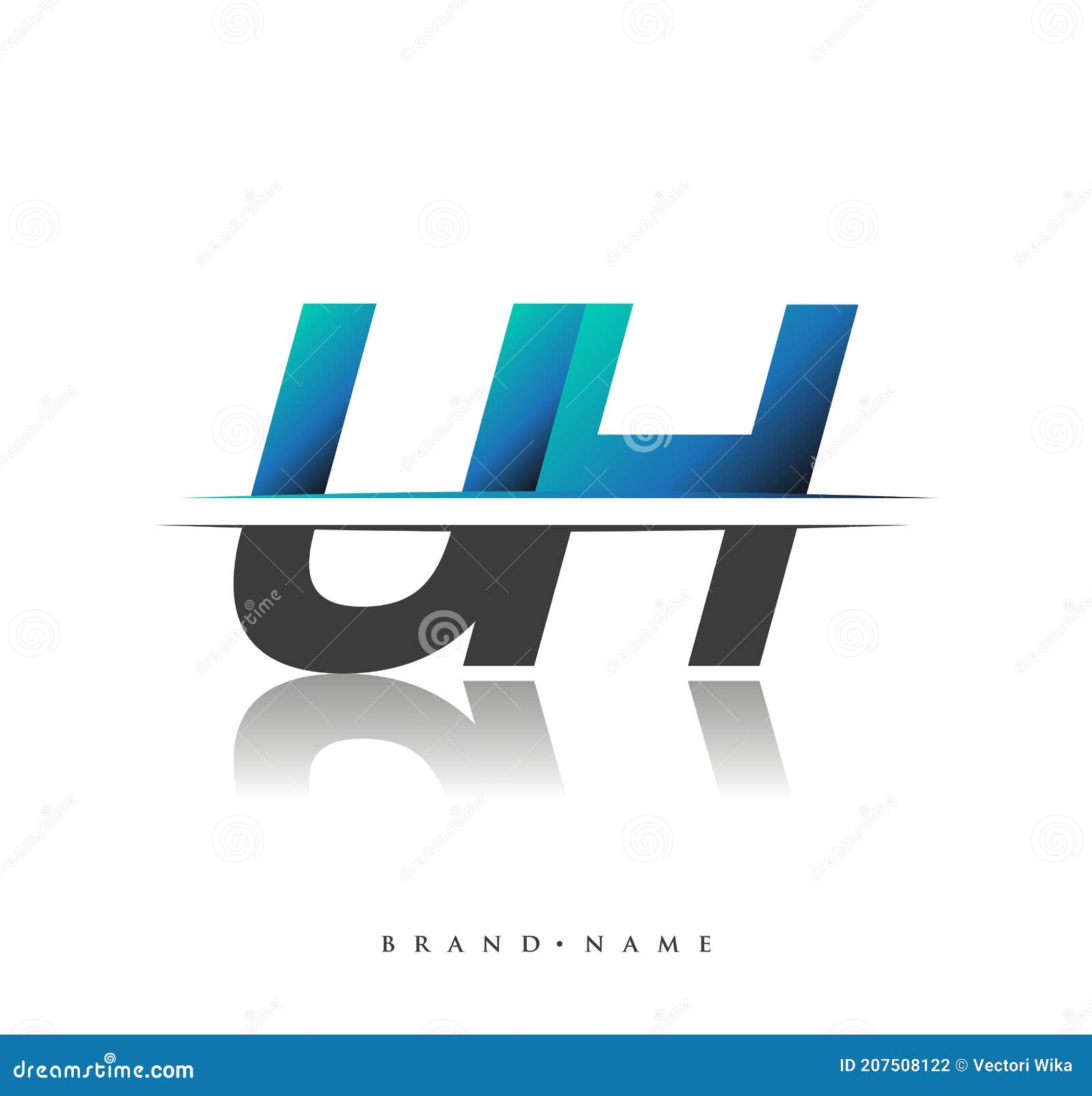 UH Initial Logo Company Name Colored Black and Blue, Simple and Modern ...