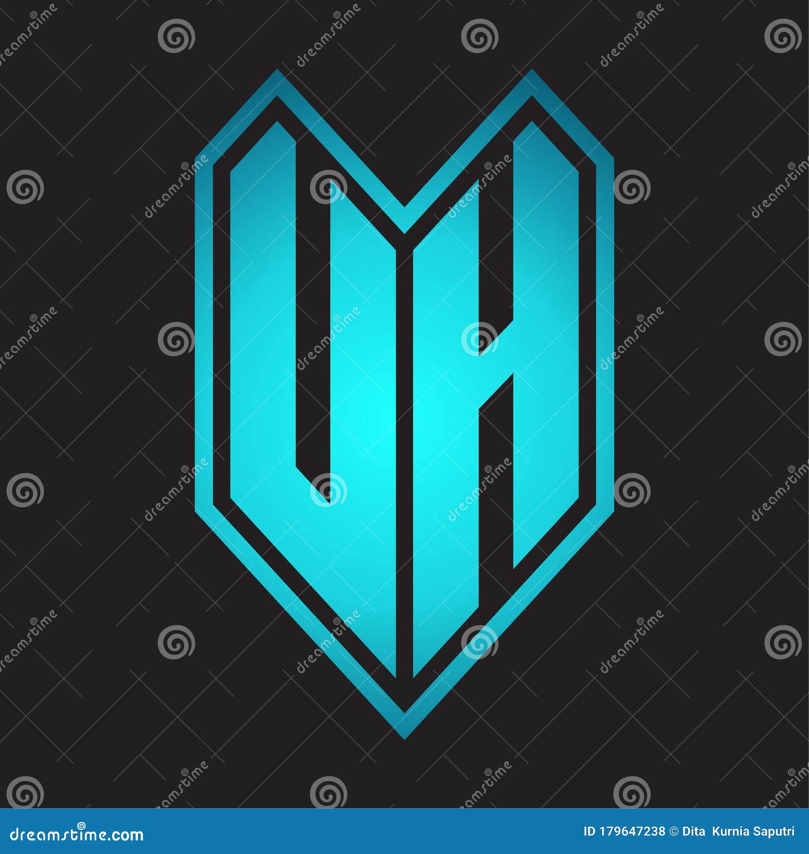 UH Logo Monogram with Emblem Line Style Isolated on Blue Gradient ...