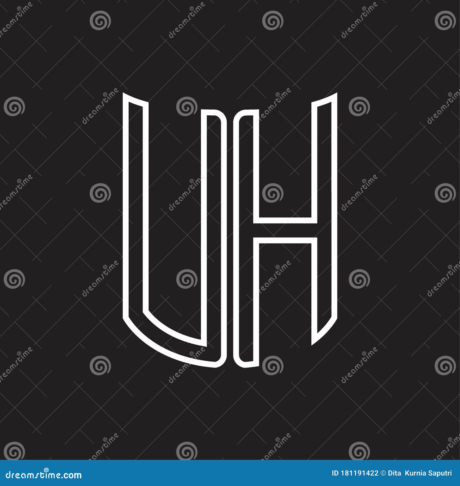 UH Logo Monogram with Ribbon Style Outline Design Template Stock Vector ...