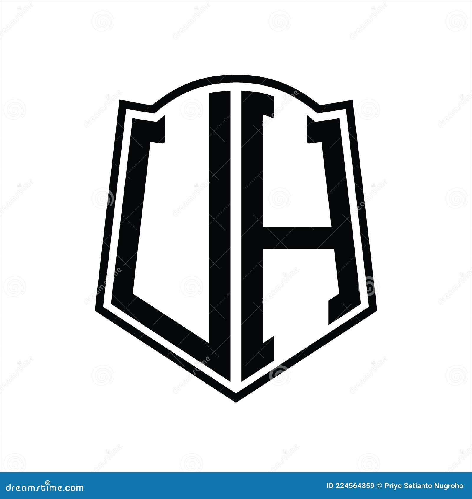 UH Logo Monogram with Shield Shape Outline Design Template Stock Vector ...