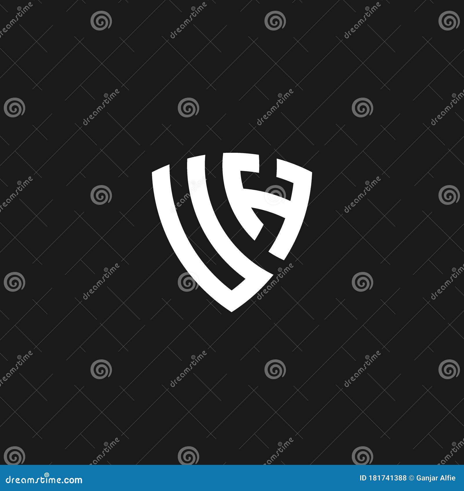 UH Monogram Logo with Shield Shape Stock Vector - Illustration of ...