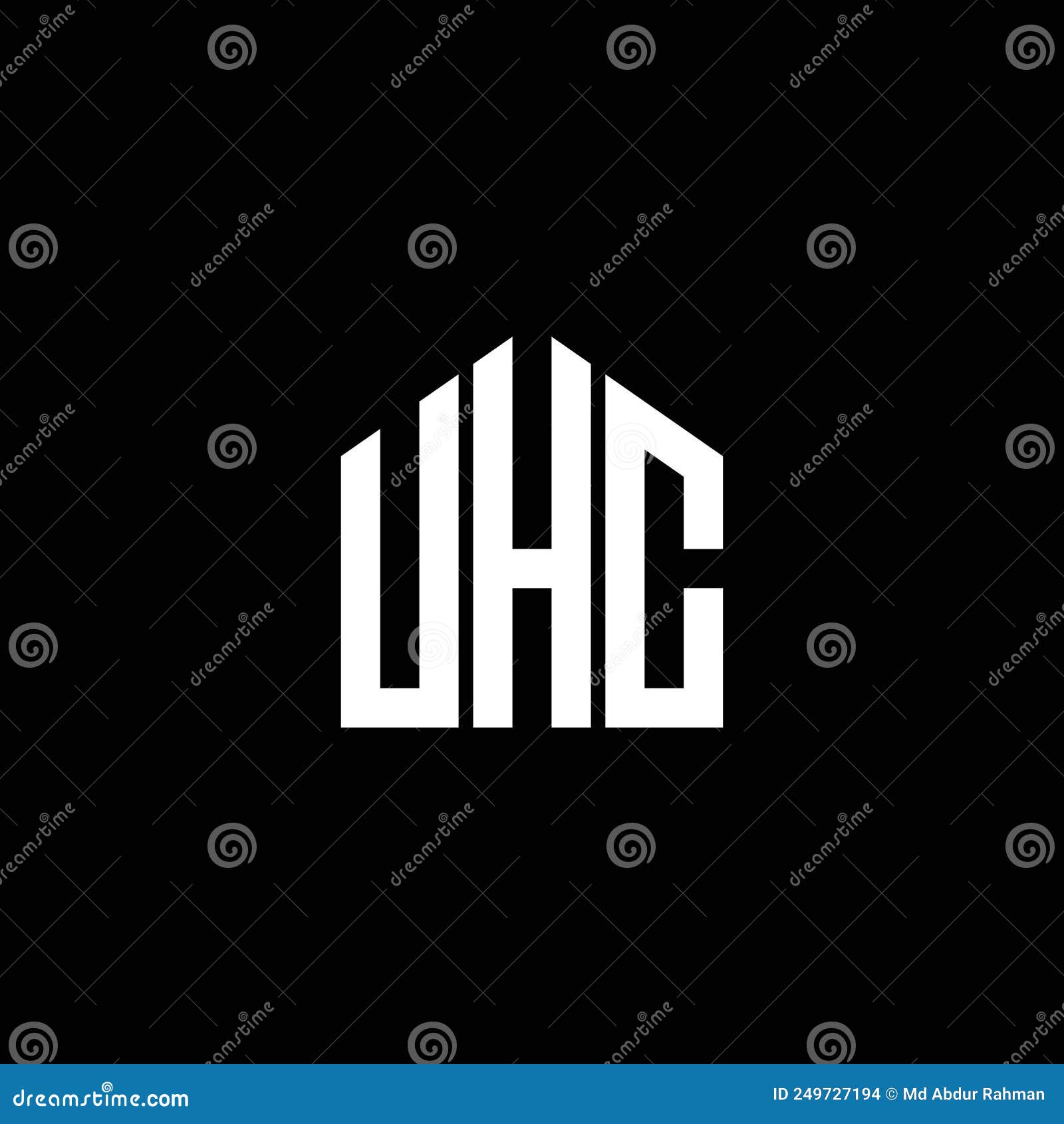 UHC Letter Logo Design on BLACK Background. UHC Creative Initials ...