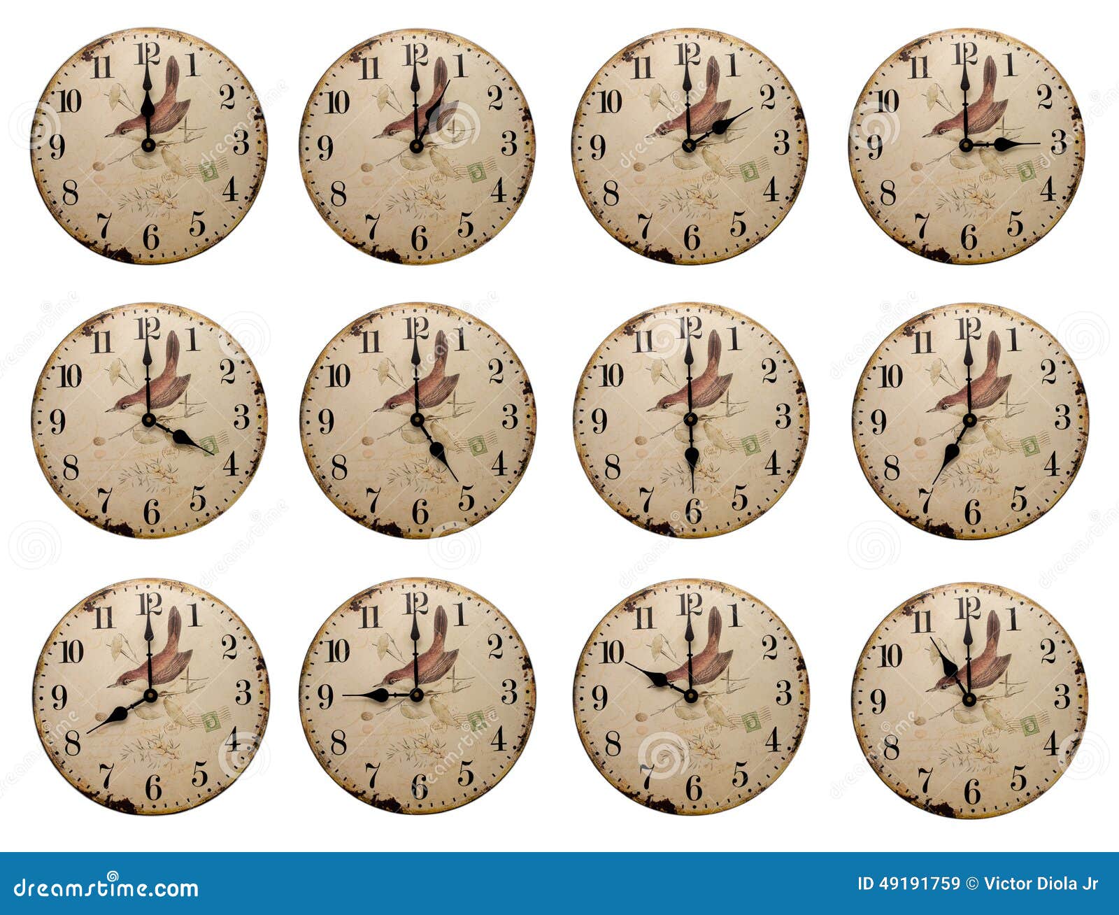 Uhren Mit Unterschiedlicher Zeit Stockbild - Bild von hölzern, stunde ...