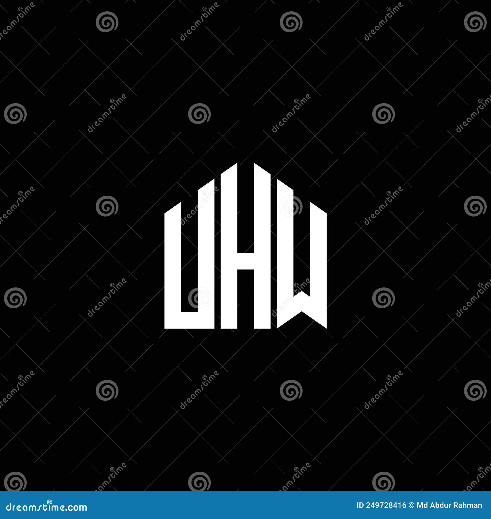 UHW Letter Logo Design on BLACK Background. UHW Creative Initials ...