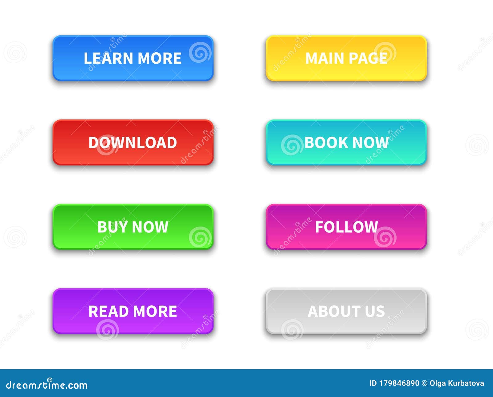 Ui Buttons. Colored Trendy Flat Button. Buy, Now and Learn, More ...