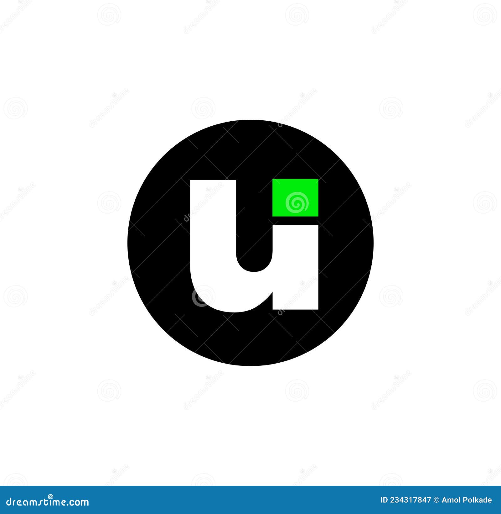 `UI` Company Name Initial Letters Monogram with Green Dot. UI Company ...