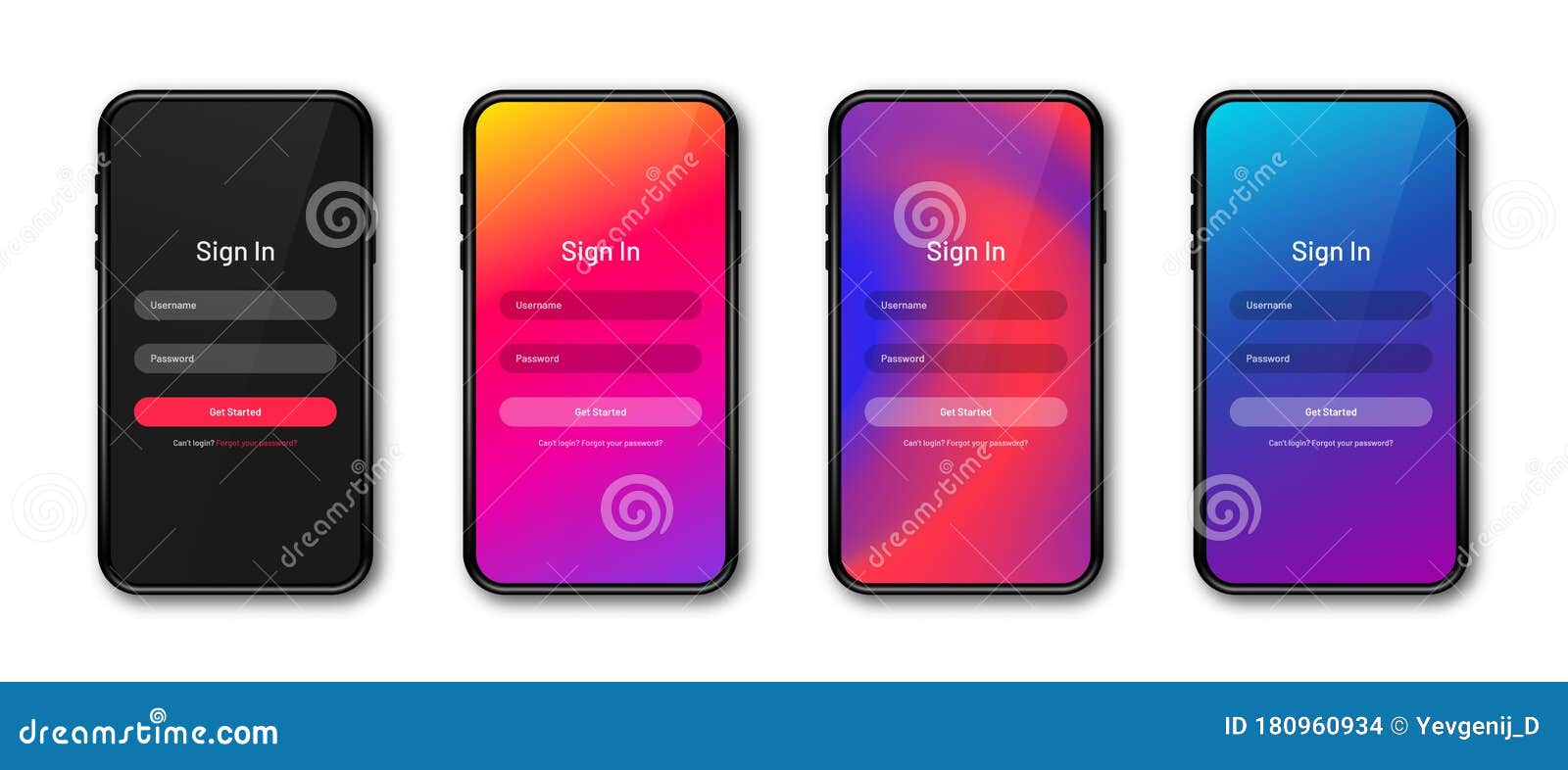 UI Concept, Login And Sign In Form Page For Mobile App. Realistic ...