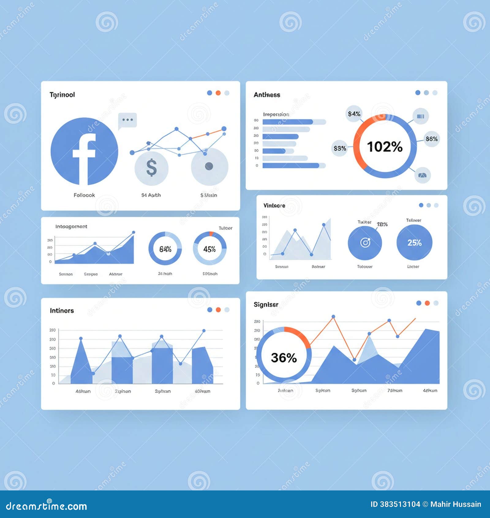 Dashboard UI Circle Infographic. Web Presentation Screen Data Graphs ...