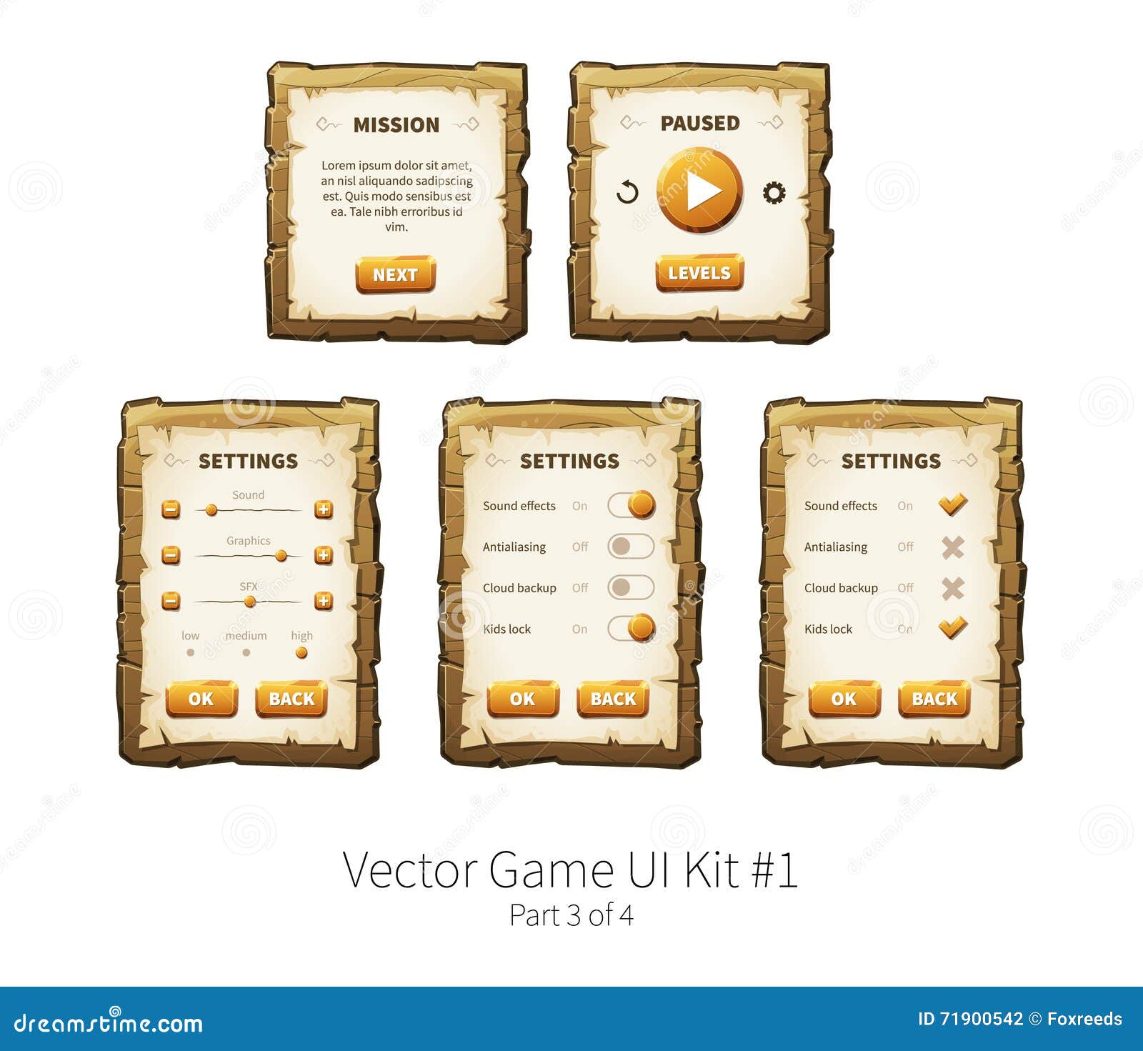 Ui De Madeira Do Jogo Do Vetor Ilustração do Vetor - Ilustração de ...