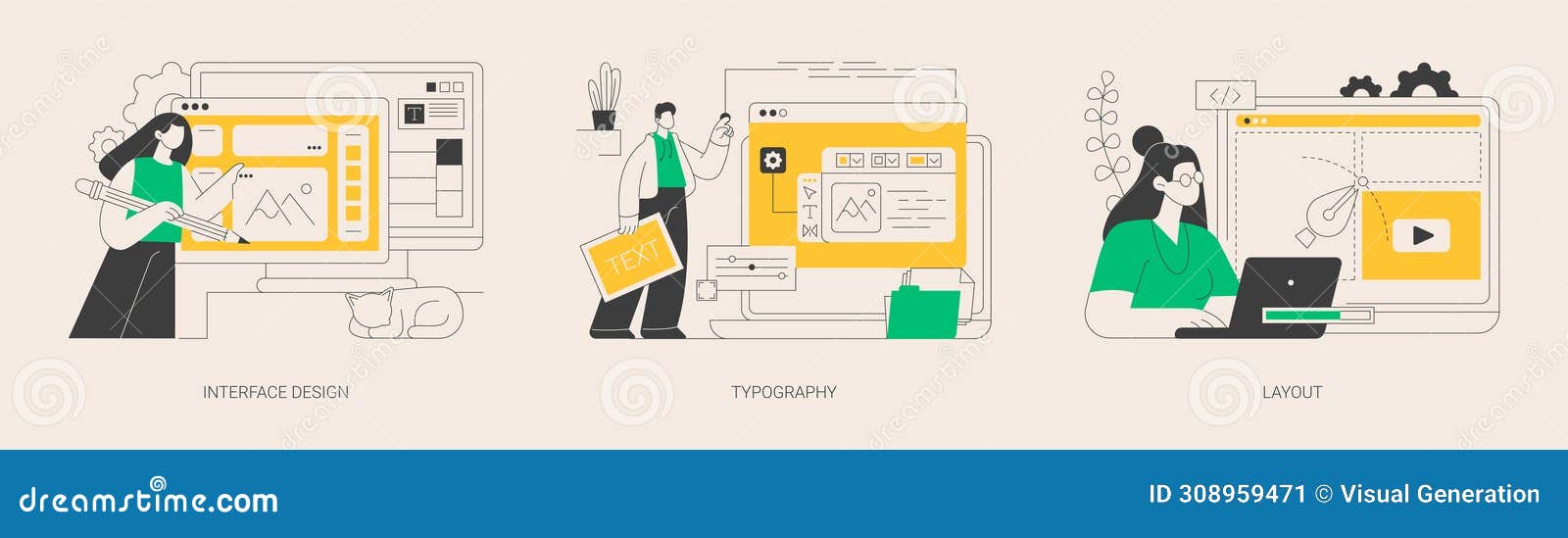 UI Design Abstract Concept Vector Illustrations. Stock Vector - Illustration of webpage, line ...