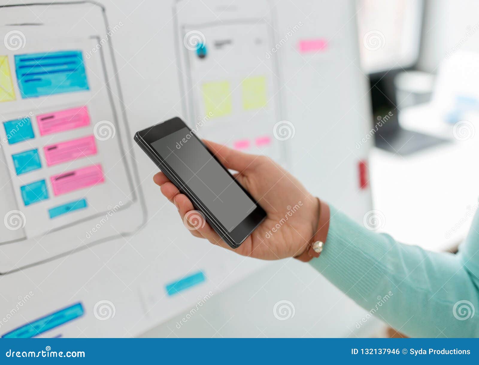 Ui Designer or Developer Hand Holding Smartphone Stock Photo - Image of ...