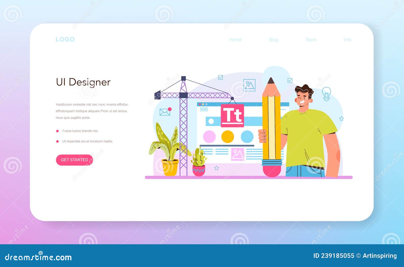 UI Designer Web Banner or Landing Page. App Interface Improvement Stock ...